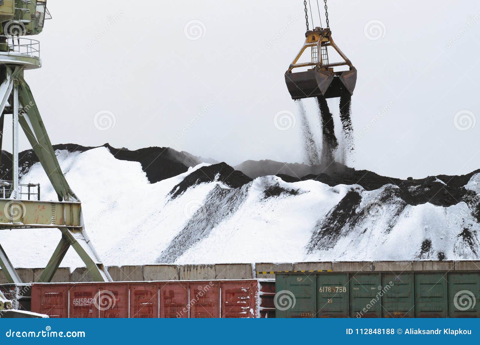 Unloading of Coal from Railway Wagons. Stock Photo - Image of port ...
