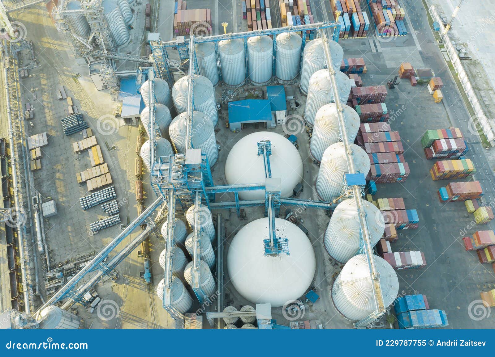 Seaport Infrastructure. Port Elevator for Unloading Grain Stock Image ...