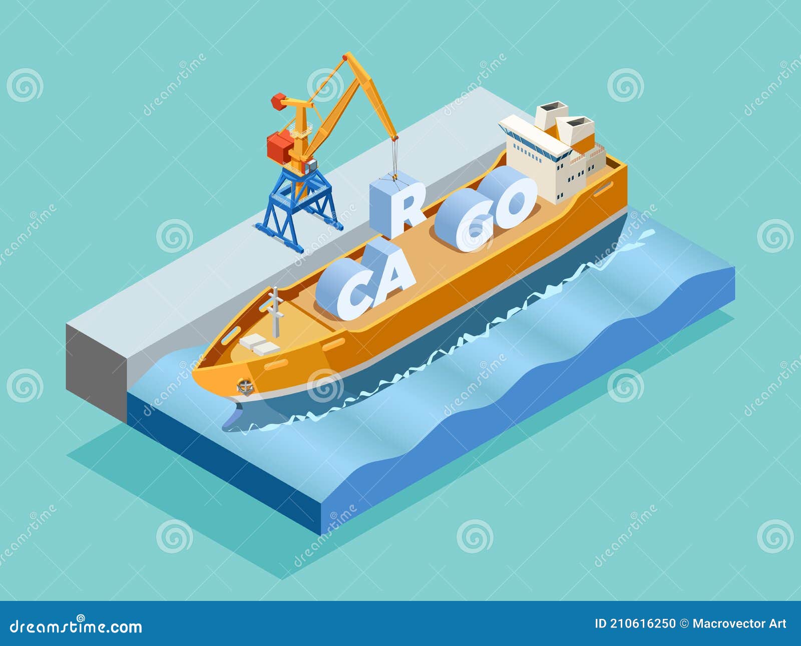 Seaport Isometric Template stock vector. Illustration of freight ...