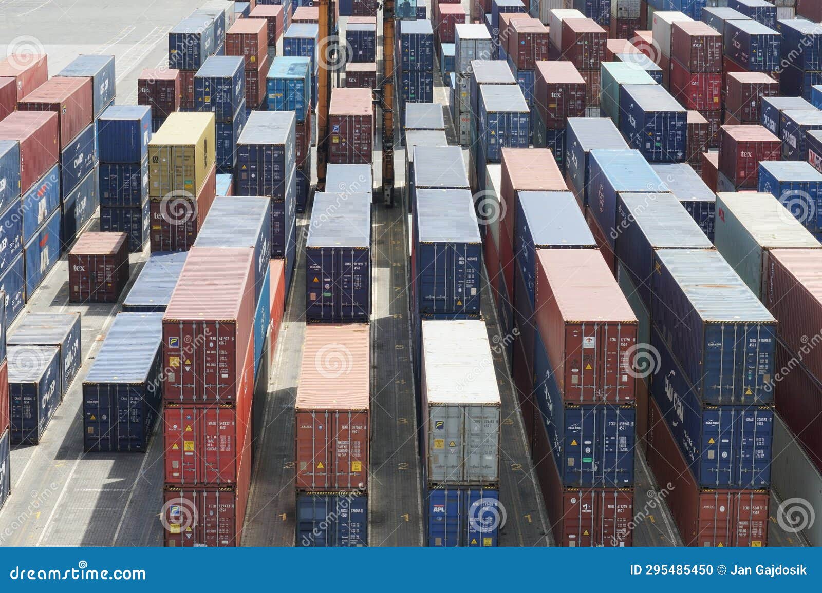 Seaport of Kingston and Container Terminal with Boxes from Different ...