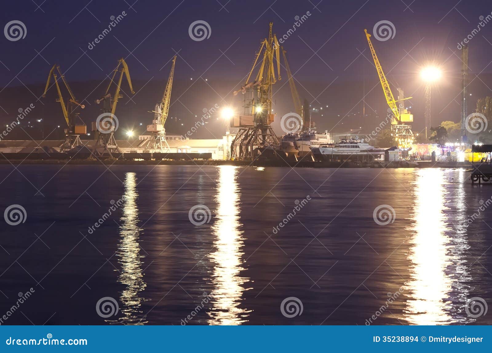 Seaport at the night stock photo. Image of boat, seaport - 35238894