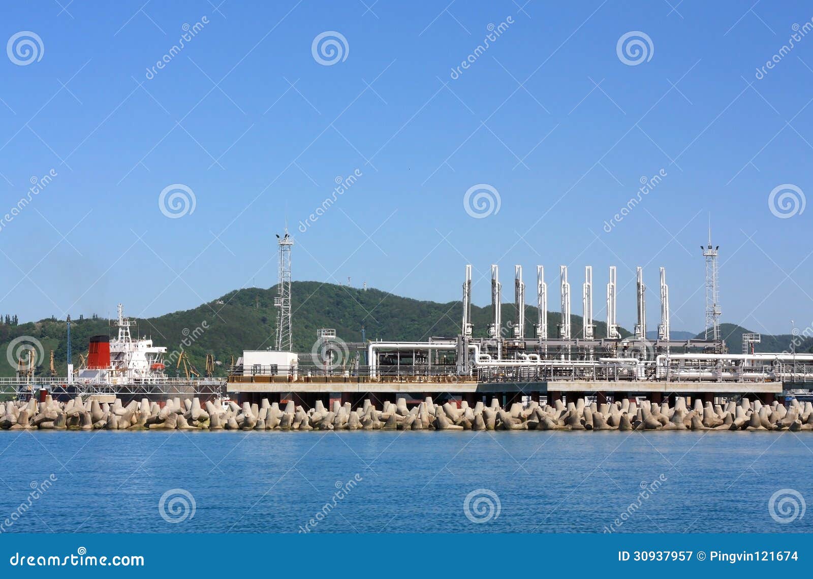 Seaport oil terminal stock image. Image of products, harbor - 30937957