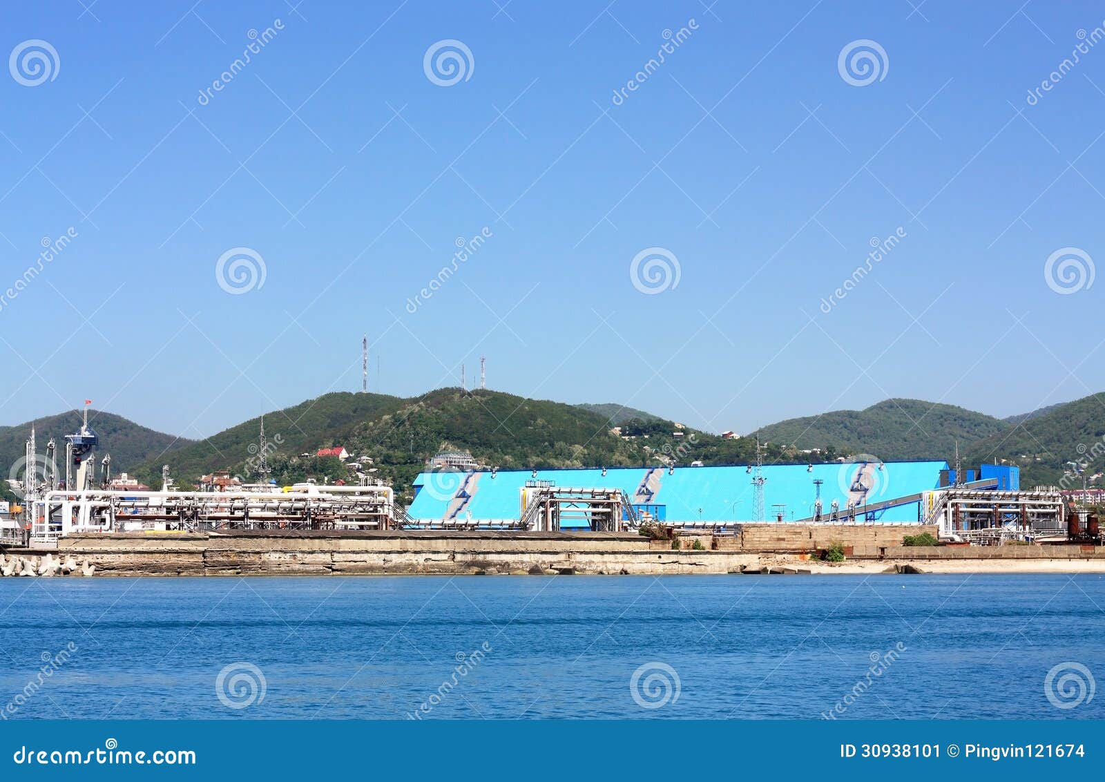 Seaport oil terminal stock image. Image of industry, nautical - 30938101