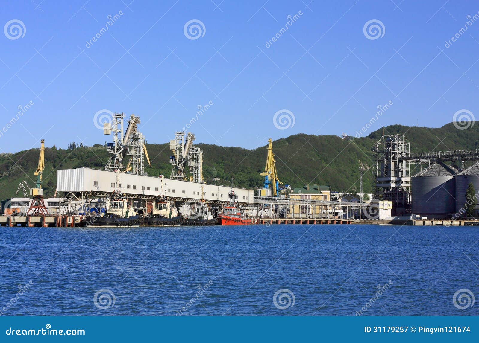 Seaport terminal stock image. Image of clouds, reflection - 31179257