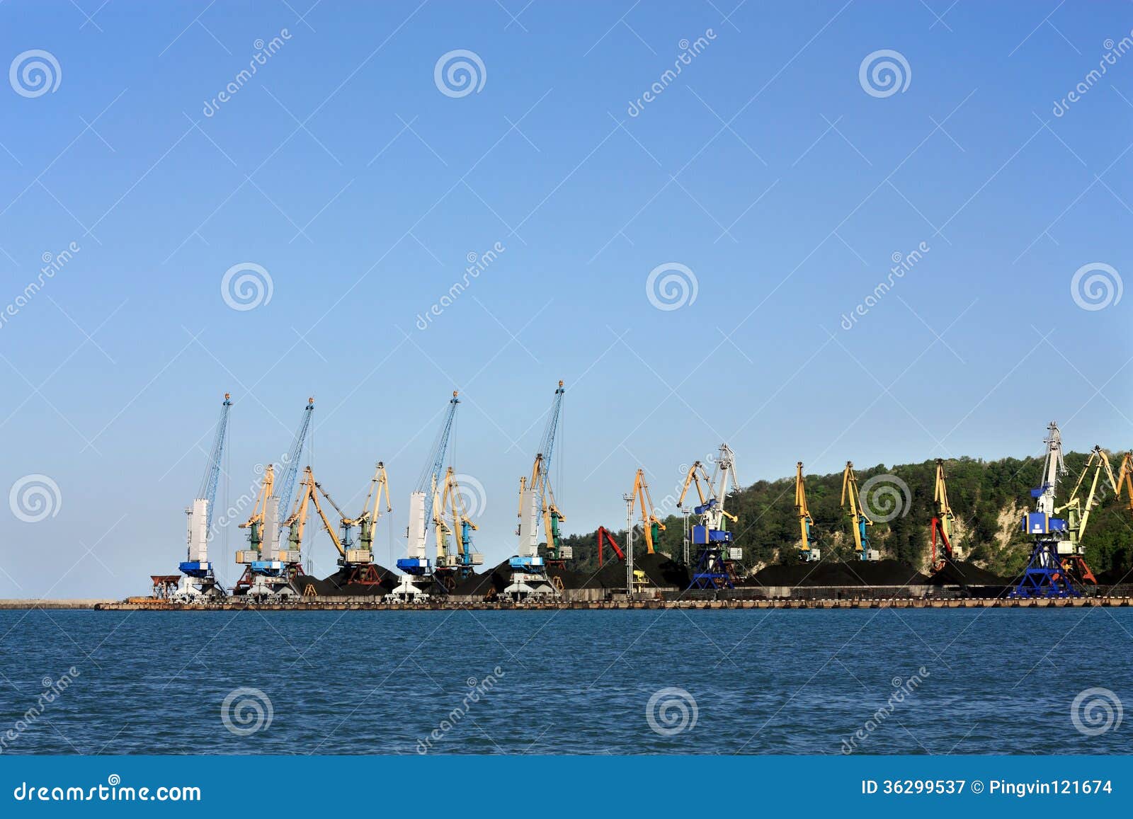 Seaport terminal stock image. Image of carriage, crane - 36299537