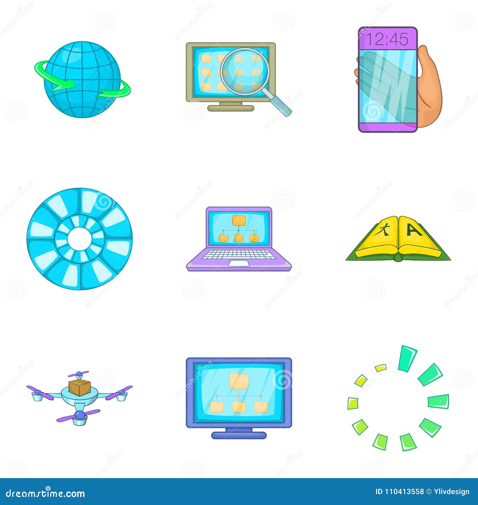 Search Algorithm Icons Set, Cartoon Style Stock Vector - Illustration ...