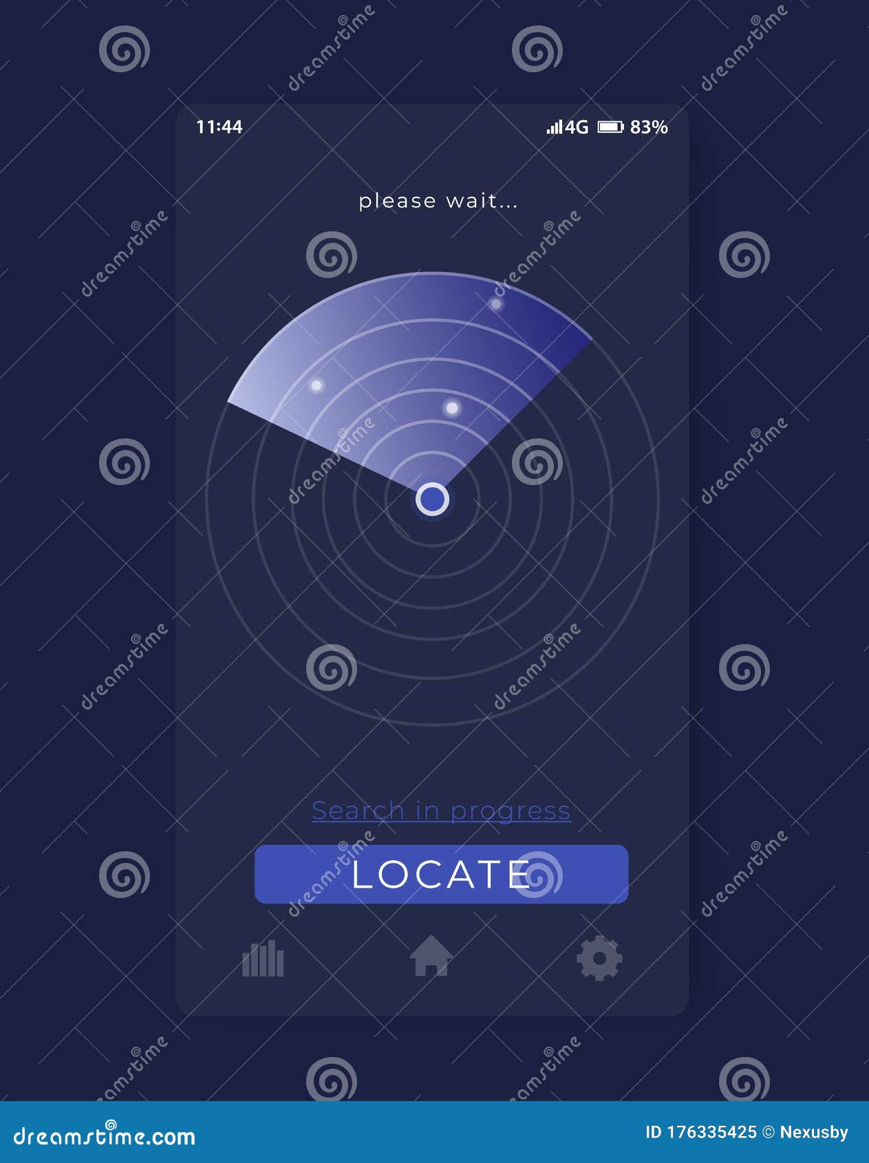 Search App with Radar, Mobile Ui, Vector Stock Illustration ...