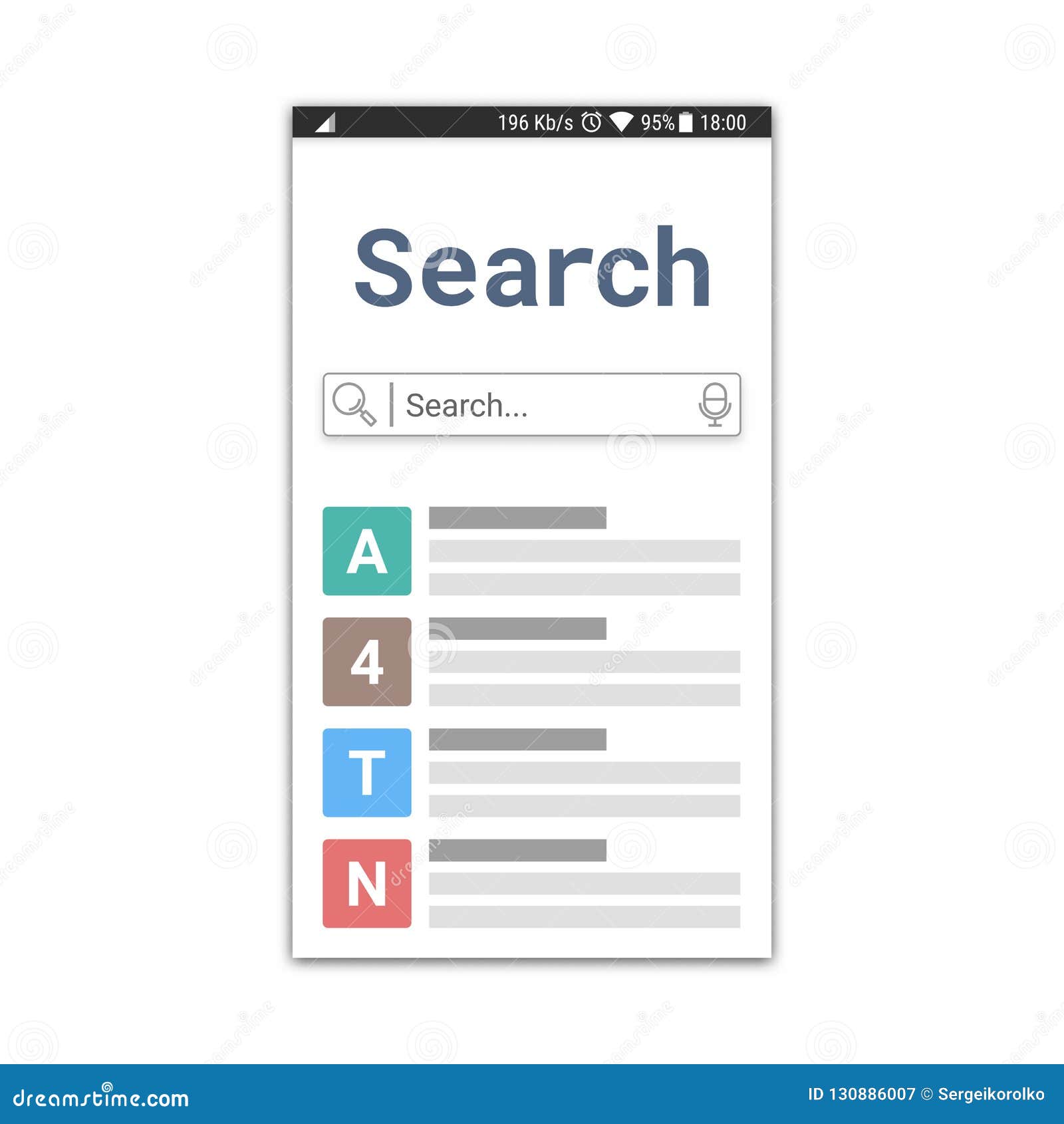 Search Application Template or Web Browser Window with Search Field and ...