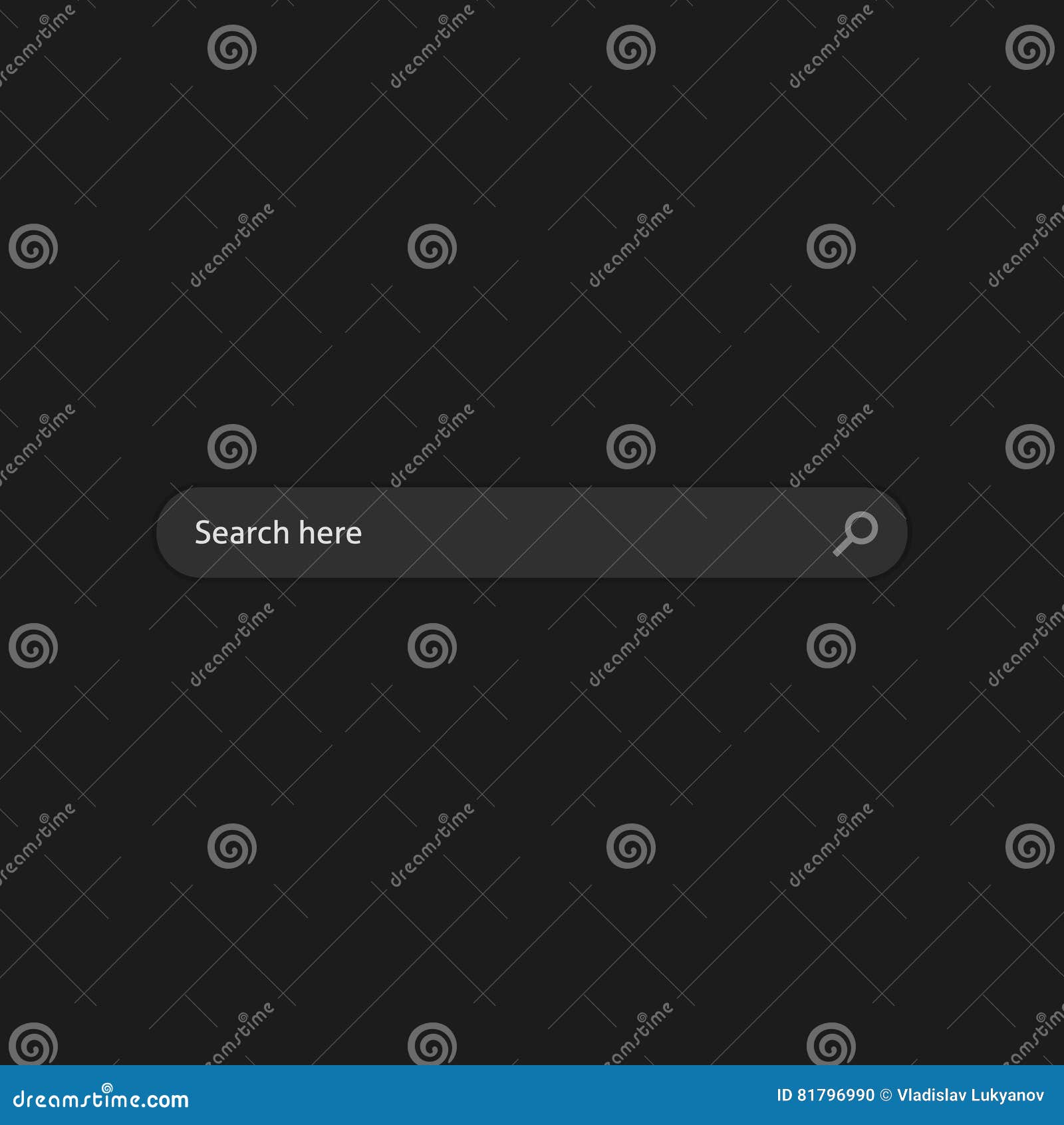 Search Bar Box Field Ui Element on Dark Black Background Stock Vector ...