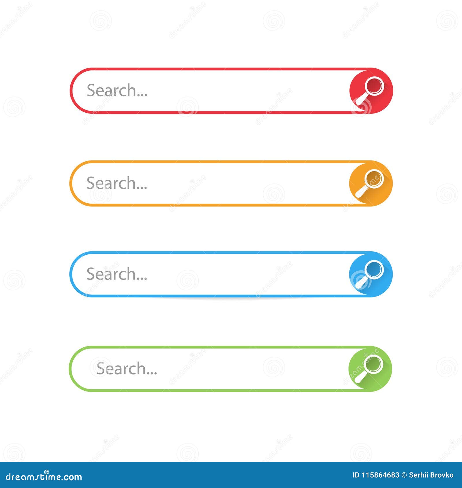 Search Bar Boxes Buttons. Isolated on White Background. Vector ...