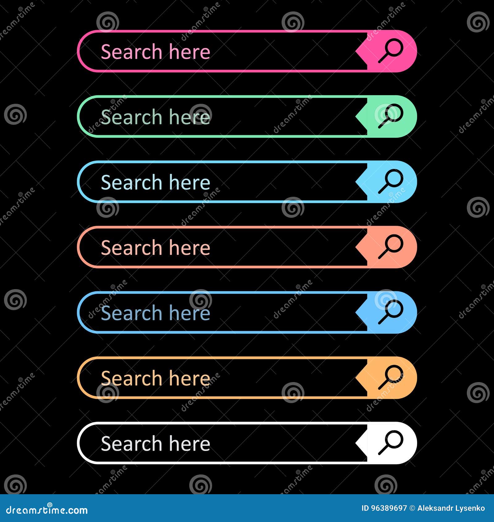 Search Bar Field. Set Vector Interface Elements with Search Stock ...