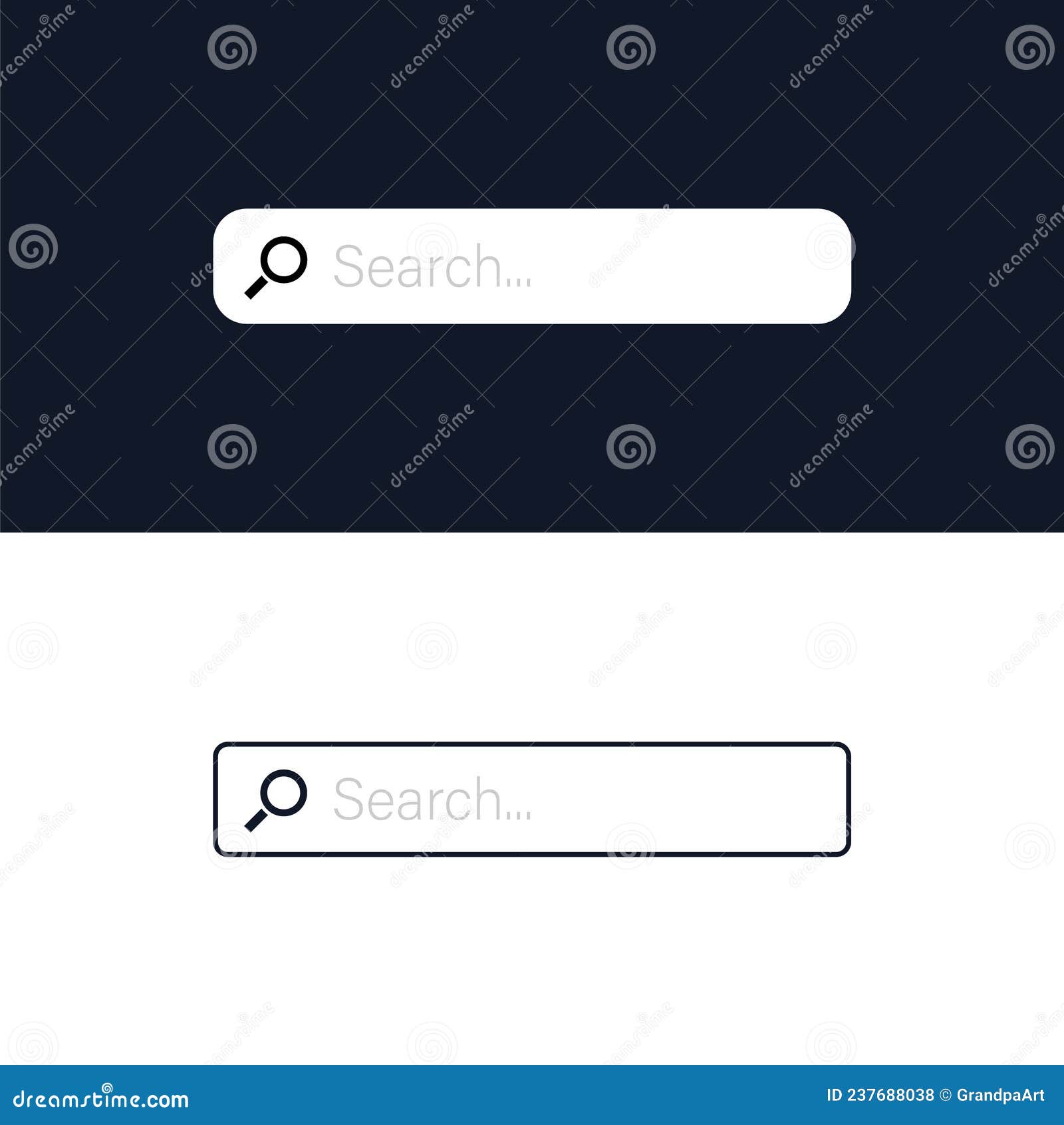 Search Bar with Icon and Placeholder. on a Dark and Light Background ...