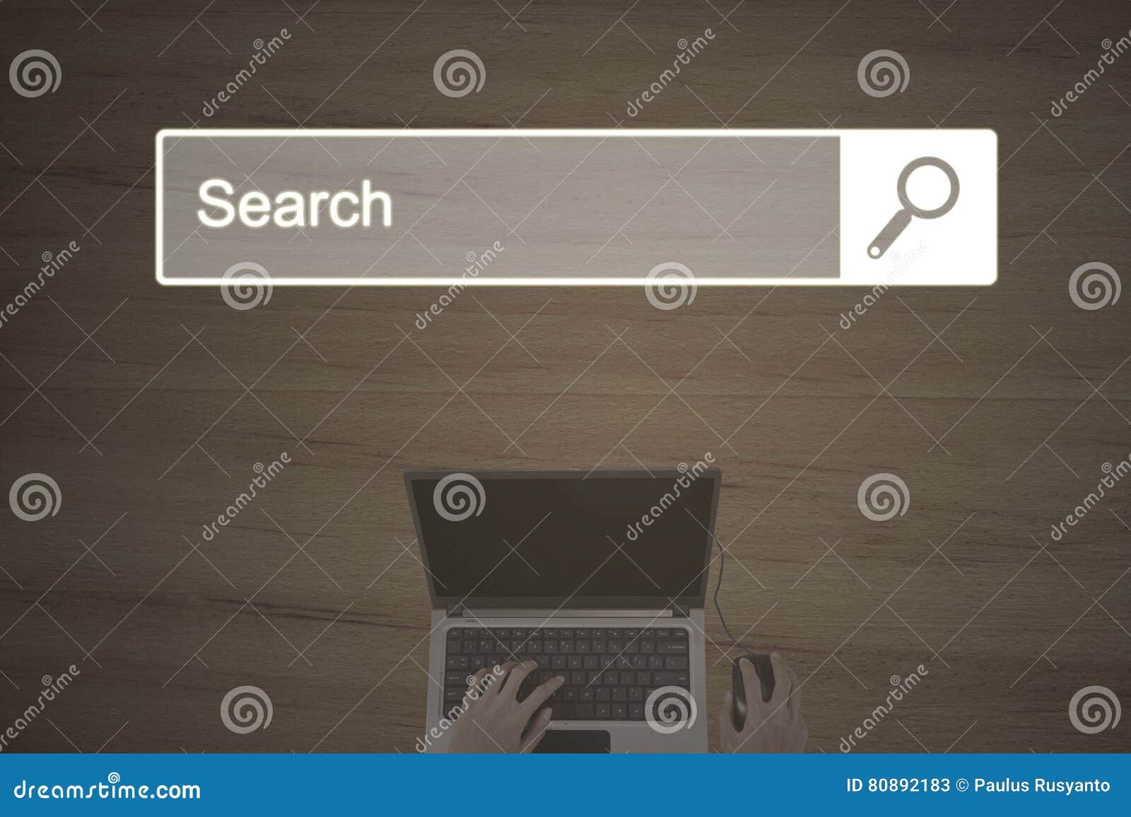Search Bar with Laptop and Hand Stock Image - Image of icon, homepage ...