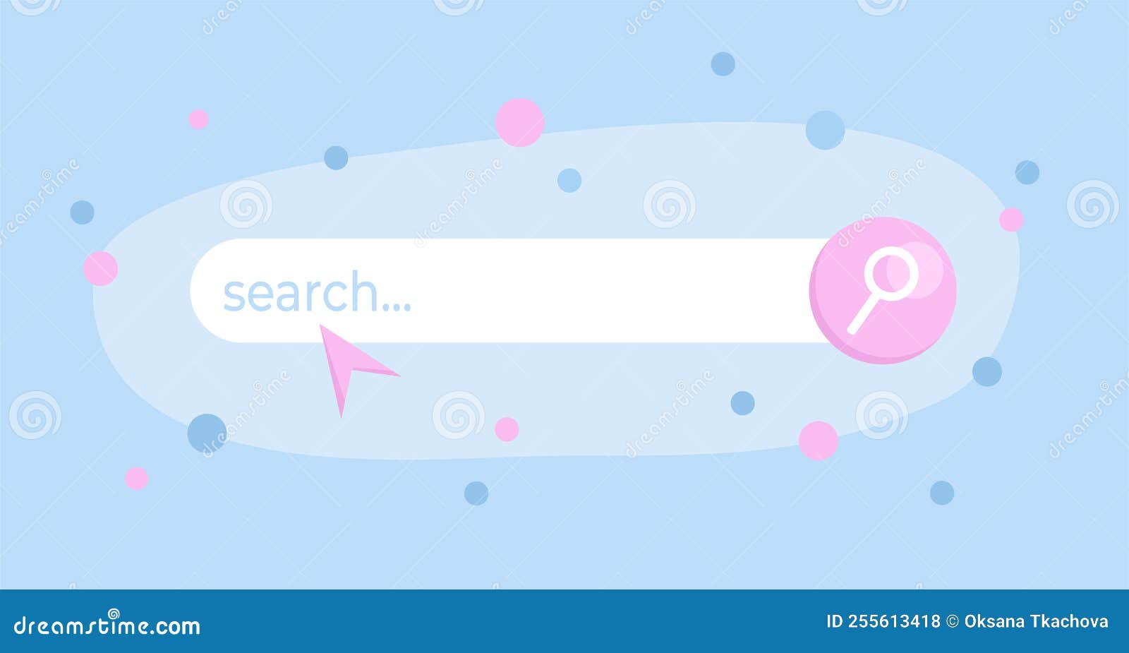 Search Bar with Mouse Cursor on an Blue Background. Flat Vector ...