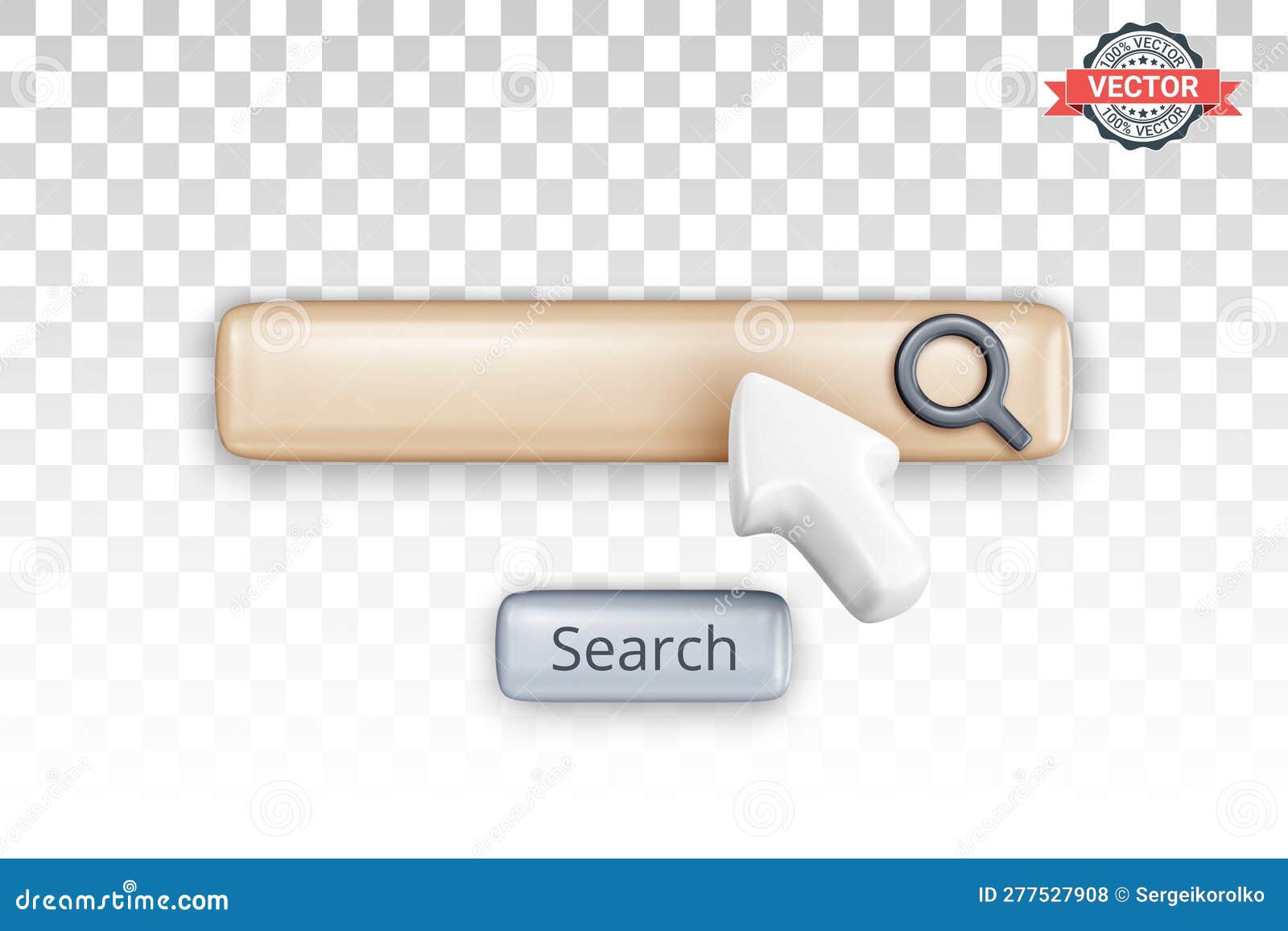 Search Bar, Mouse Pointer and Search Button on Transparent Background ...