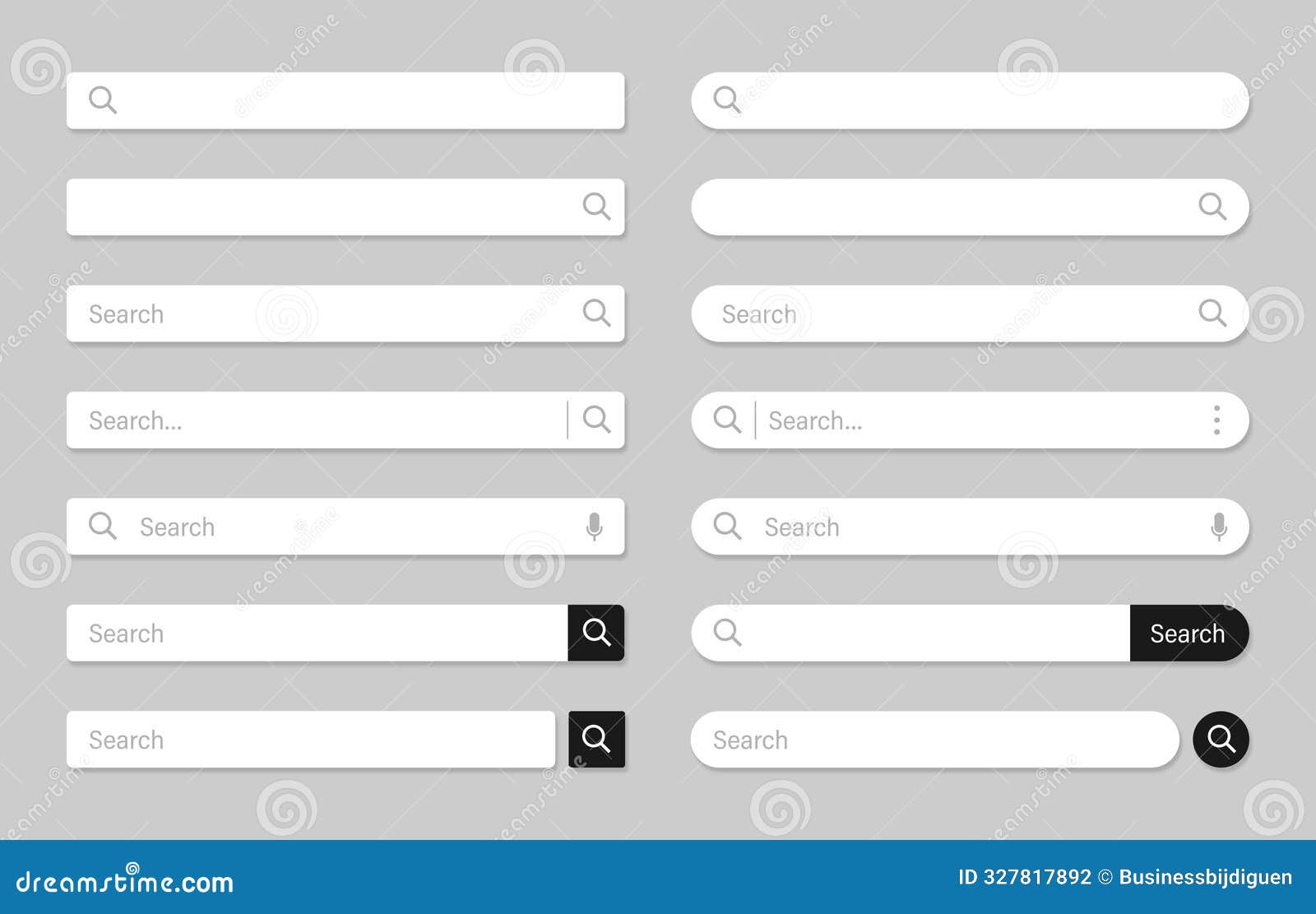 Search Bar Set. Different Blank Empty Template Search Bar Icon for ...