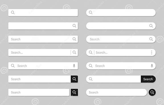 Search Bar Set. Different Blank Empty Template Search Bar Icon for ...