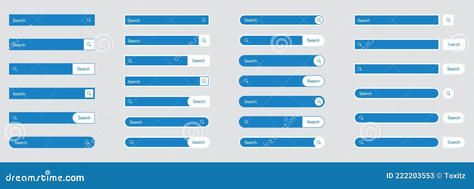 Search Bar Set in Flat Design, Minimalistic Style Vector Image. Stock ...