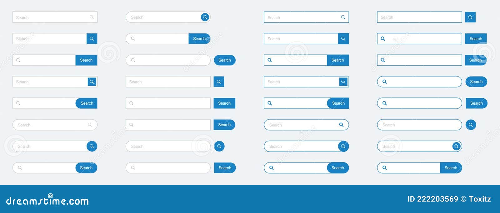 Search Bar Set in Flat Design, Minimalistic Style Vector Image. Stock ...