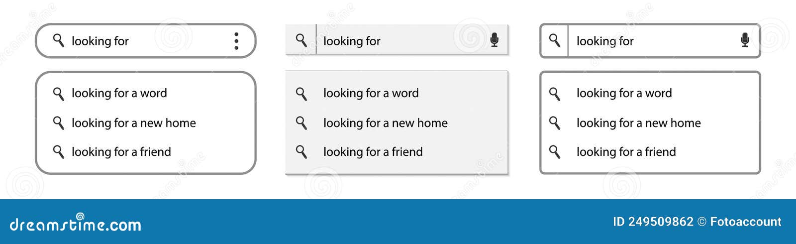 Search Bar with Text Suggestions, Magnifying Glass and Microphone ...