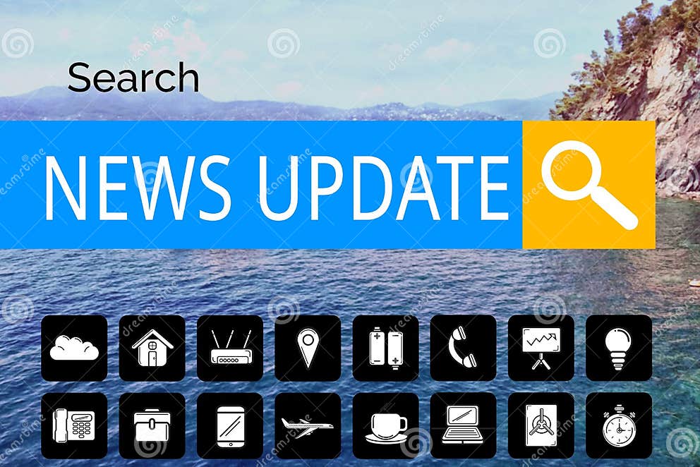 Search Bar with Text and Various Icons on Device Screen Stock ...