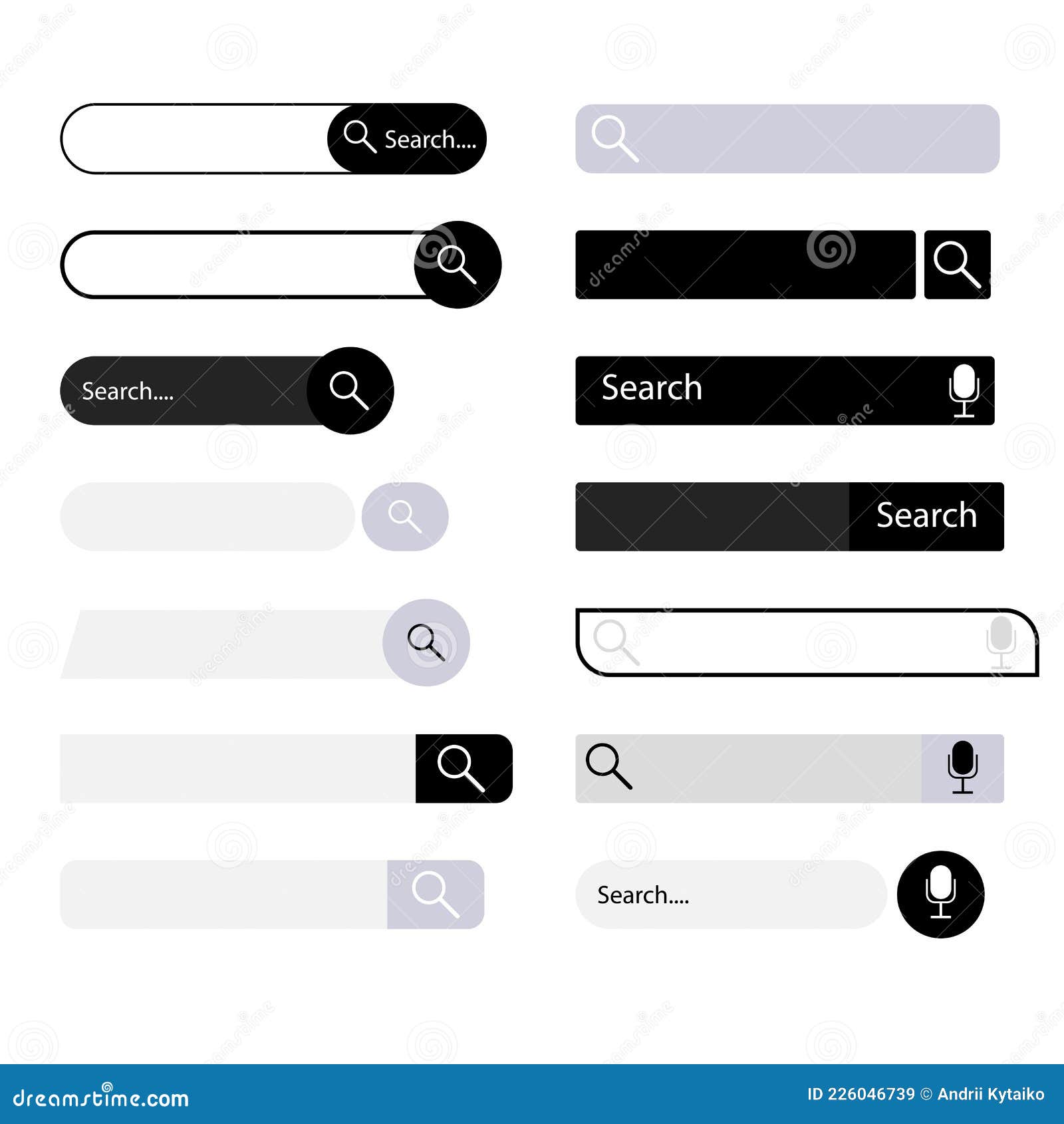 Search Bar User Interface Collection, Desing Ui Stock Vector - Illustration of menu, header ...