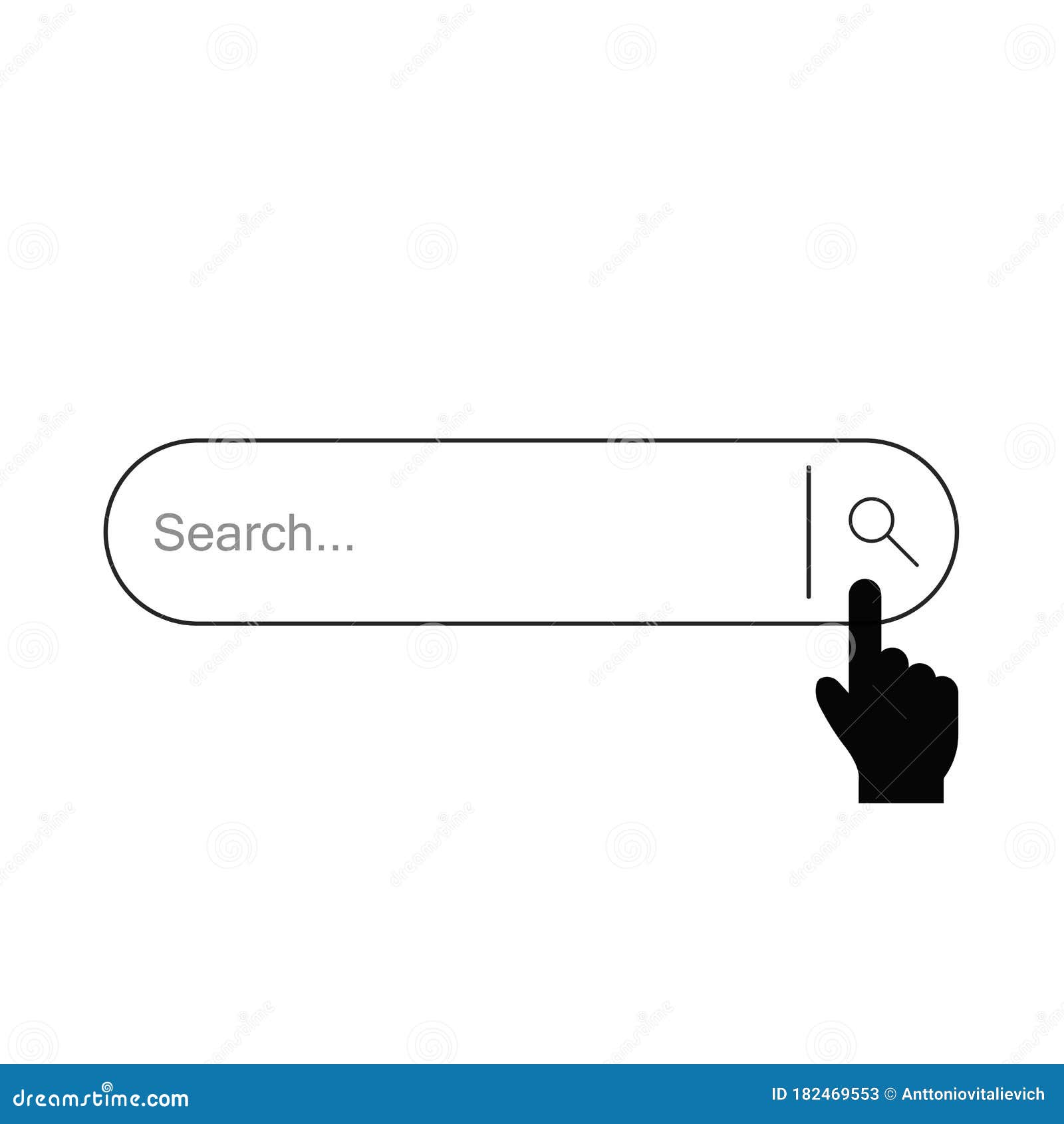 Search Bar Vector Icon - Finger Clicking a Search Button Stock Vector ...