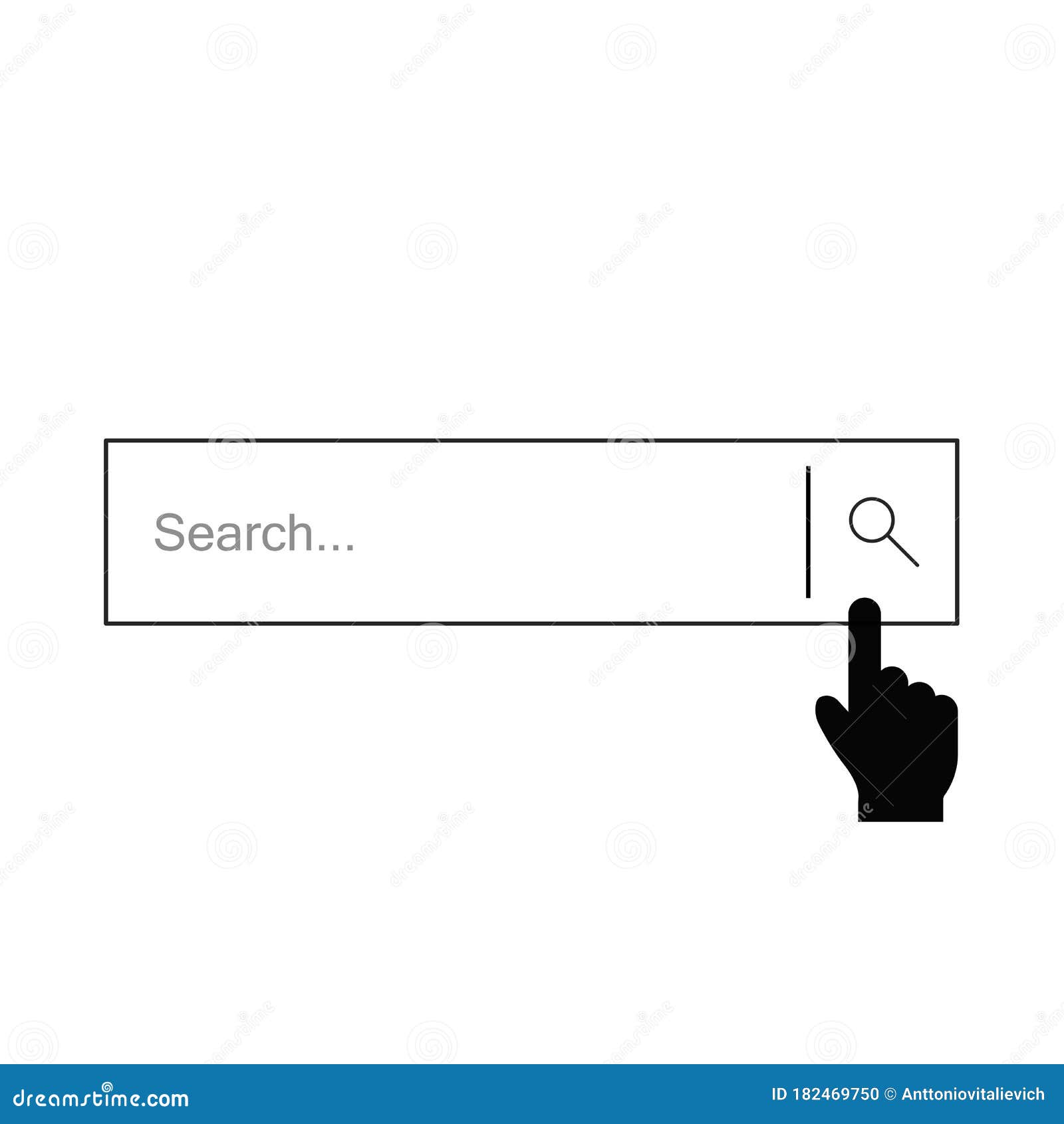 Search Bar Vector Icon - Finger Clicking a Search Button Stock Vector ...