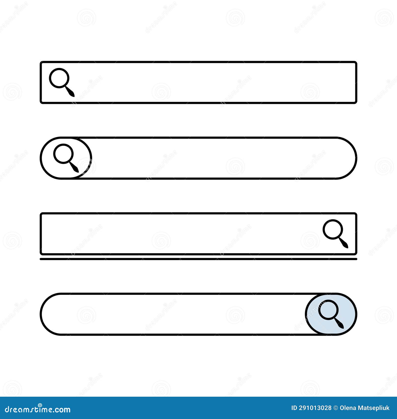 Search Bar Vector Template Set Flat Design. Search Here Line Field ...