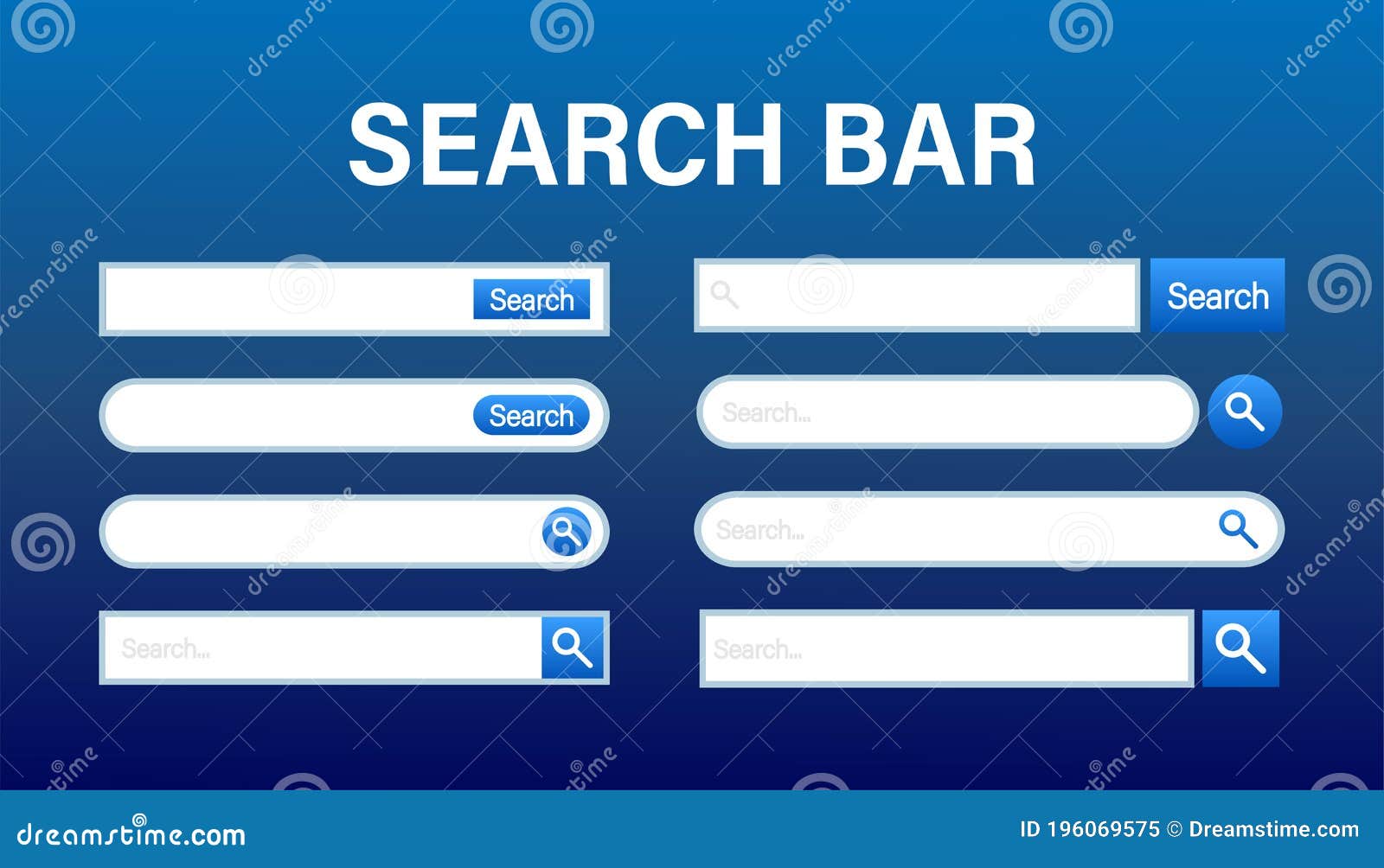 Search Bar Vector Template. White Color with Blue Elements Stock Vector ...