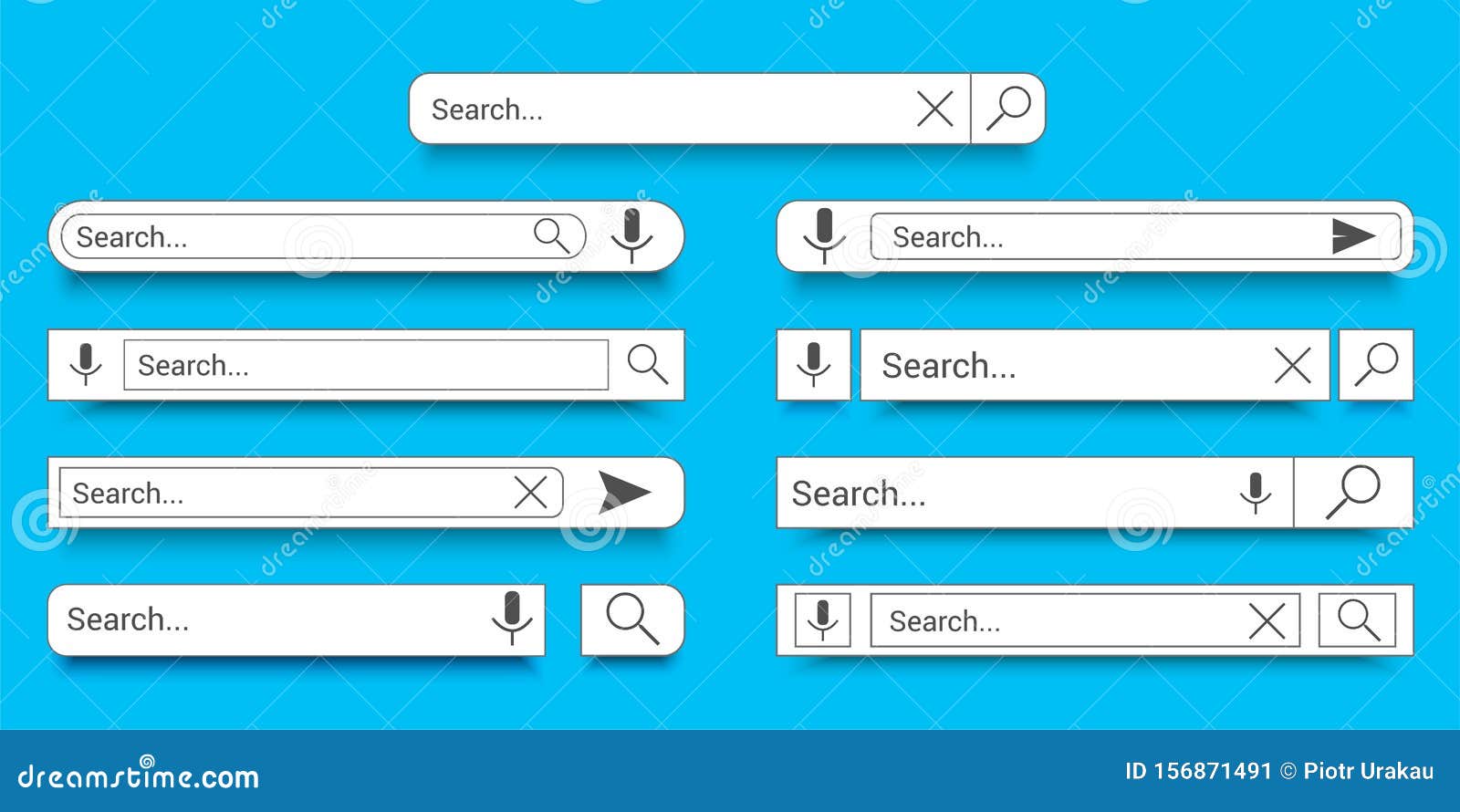 Search Bars In Different Variations UI Neumorphic Design Elements Set ...
