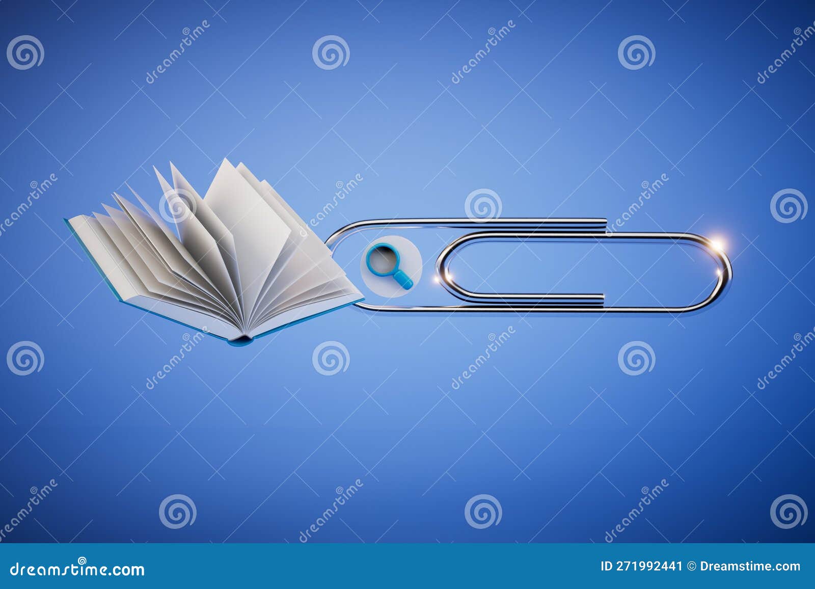 Search for Books on the Internet. an Open Book and a Paperclip in the ...
