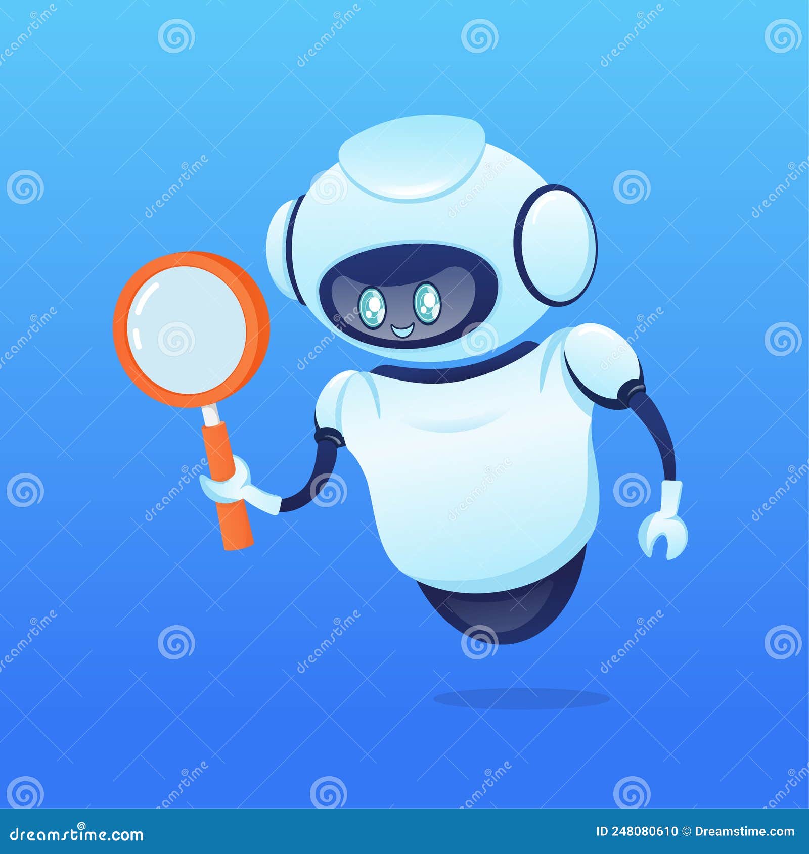 Search Bot in Cartoon Style. Artificial Intelligence. Isometric Vector ...