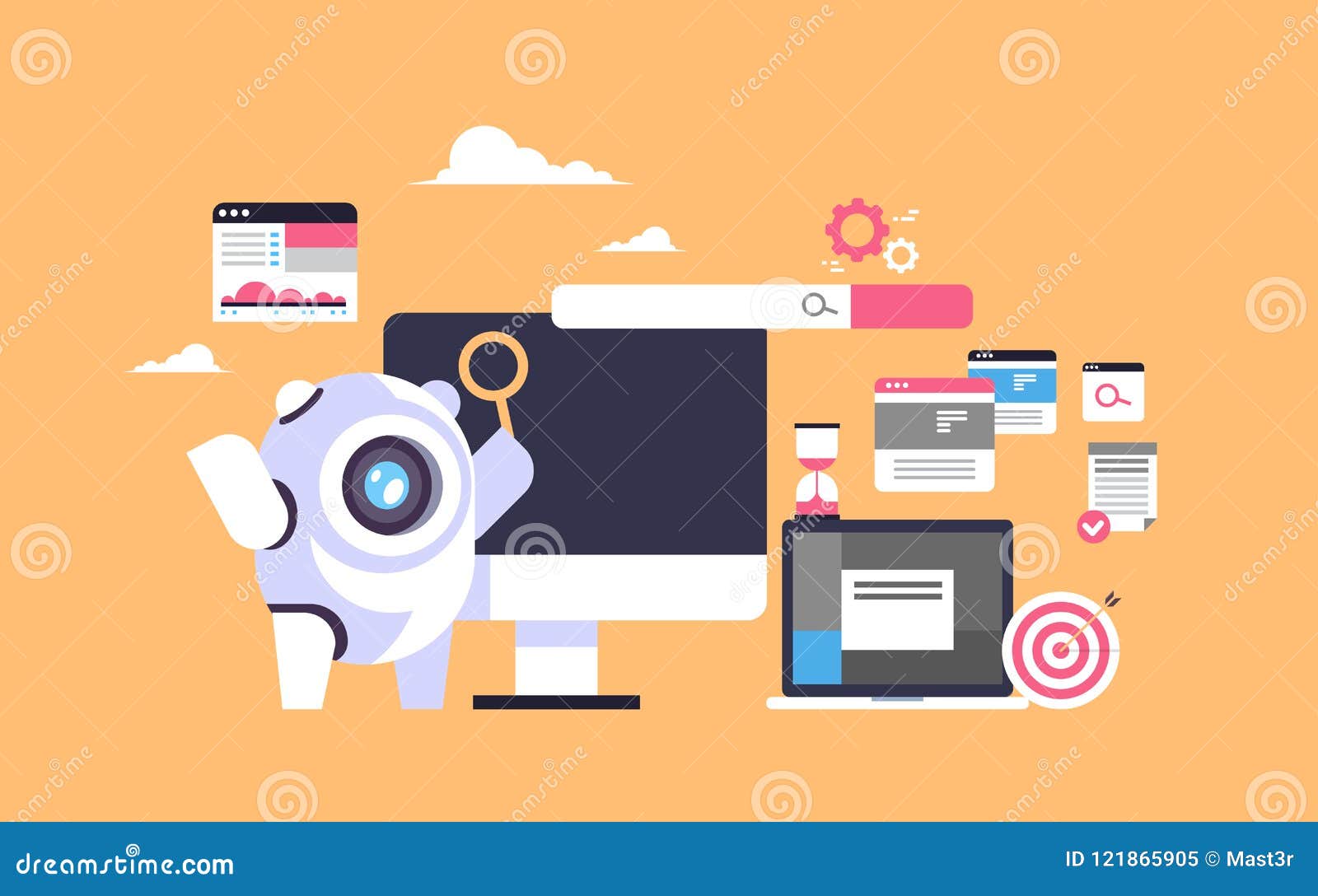 Search Bot Seo Engine Optimization Application Internet Searching ...