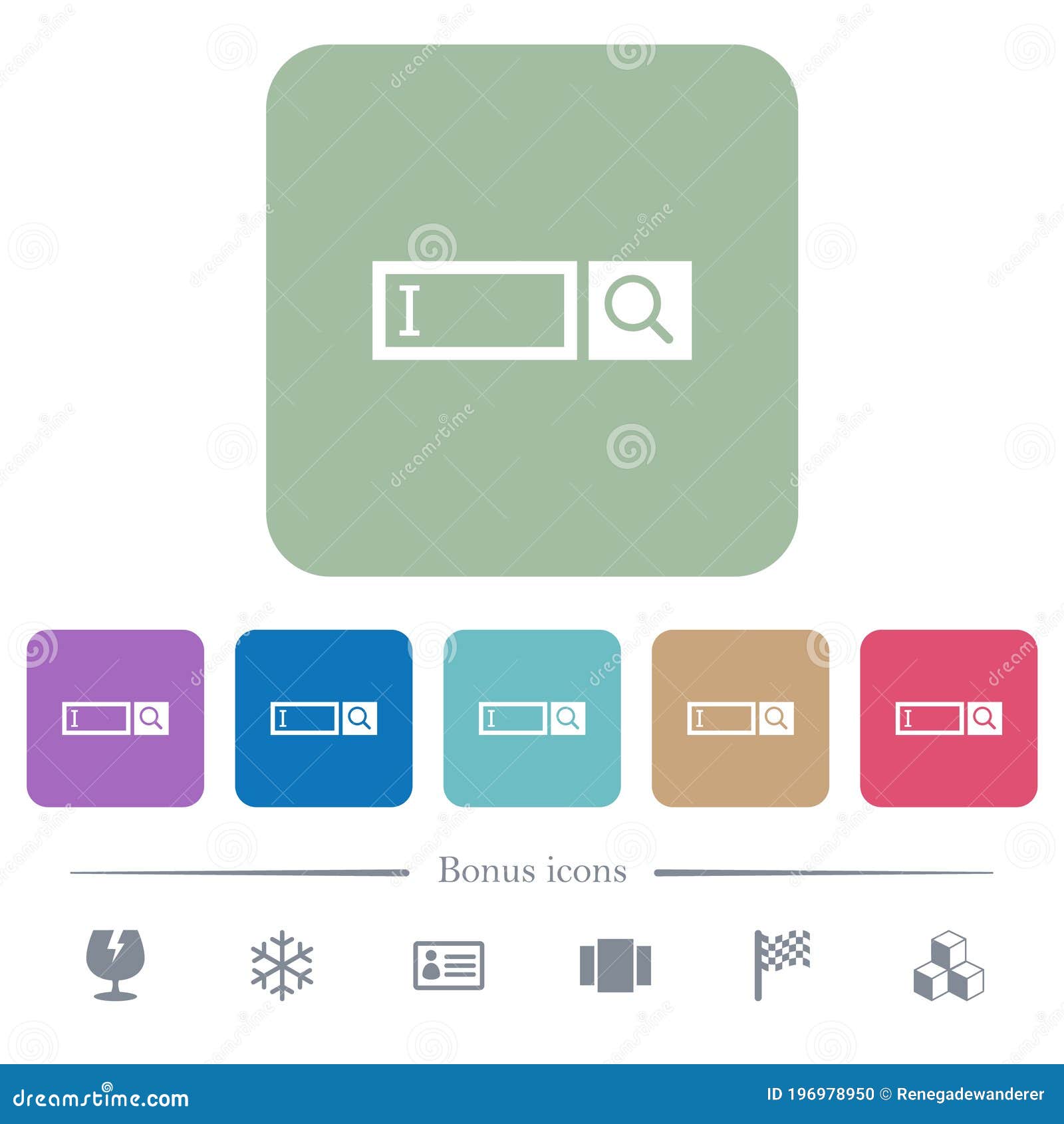 Search Box with Cursor Flat Icons on Color Rounded Square Backgrounds ...