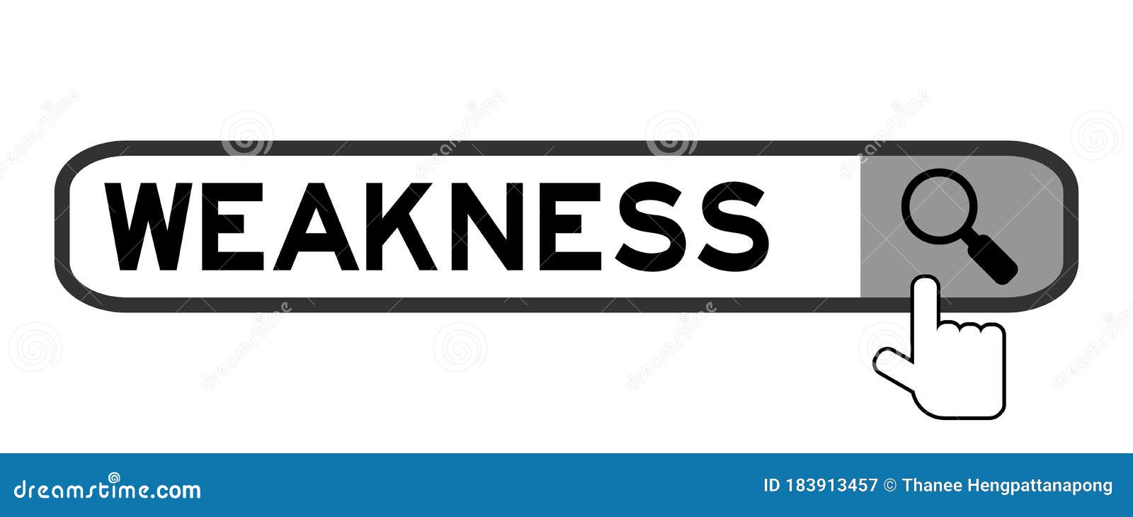 Search Box with Word Weakness and Hand Icon Over Magnifier Stock ...