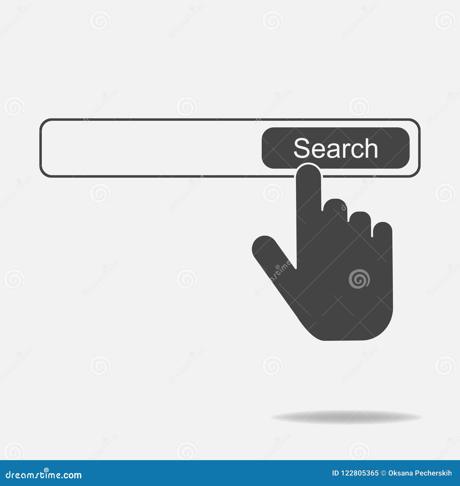 Search Button Vector Icon. the Hand Presses the Search Button on Stock ...