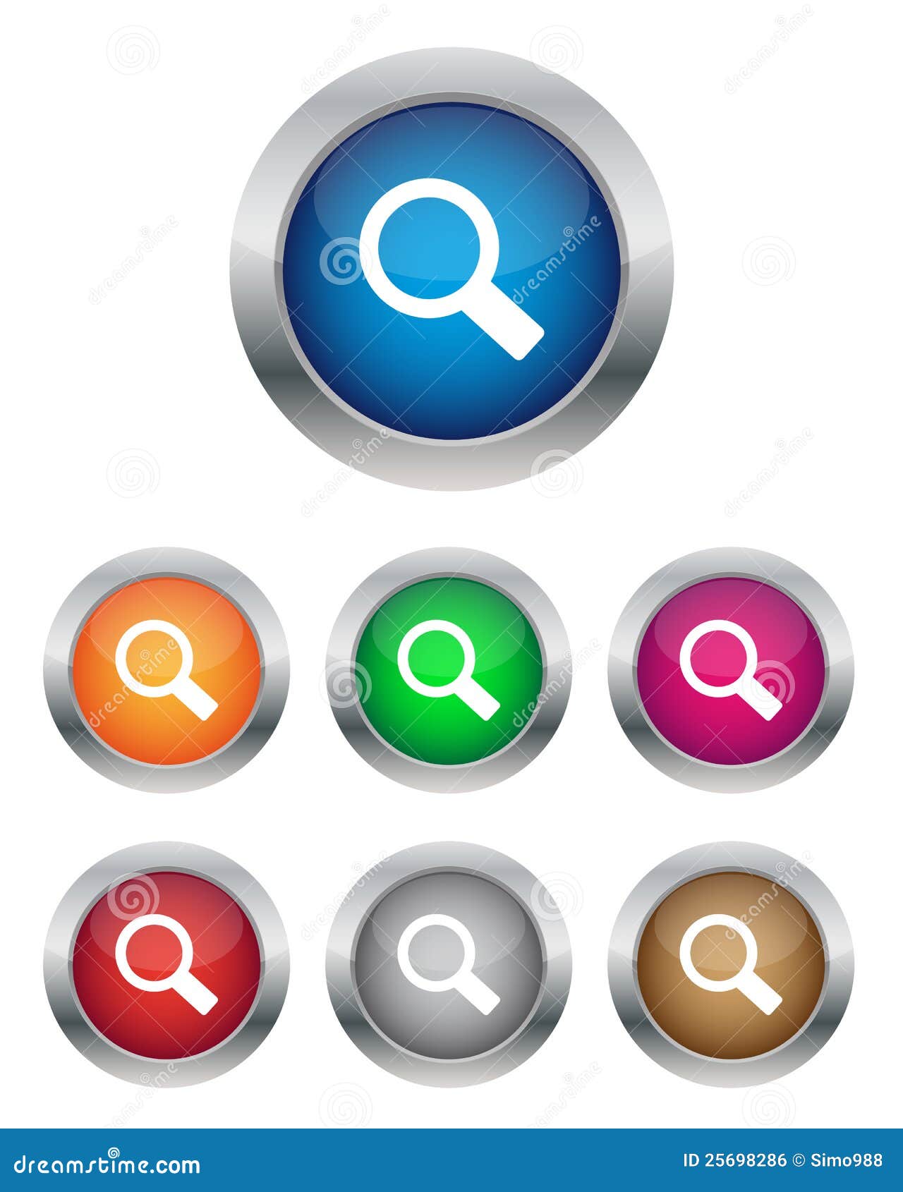 Search buttons stock vector. Illustration of metallic - 25698286