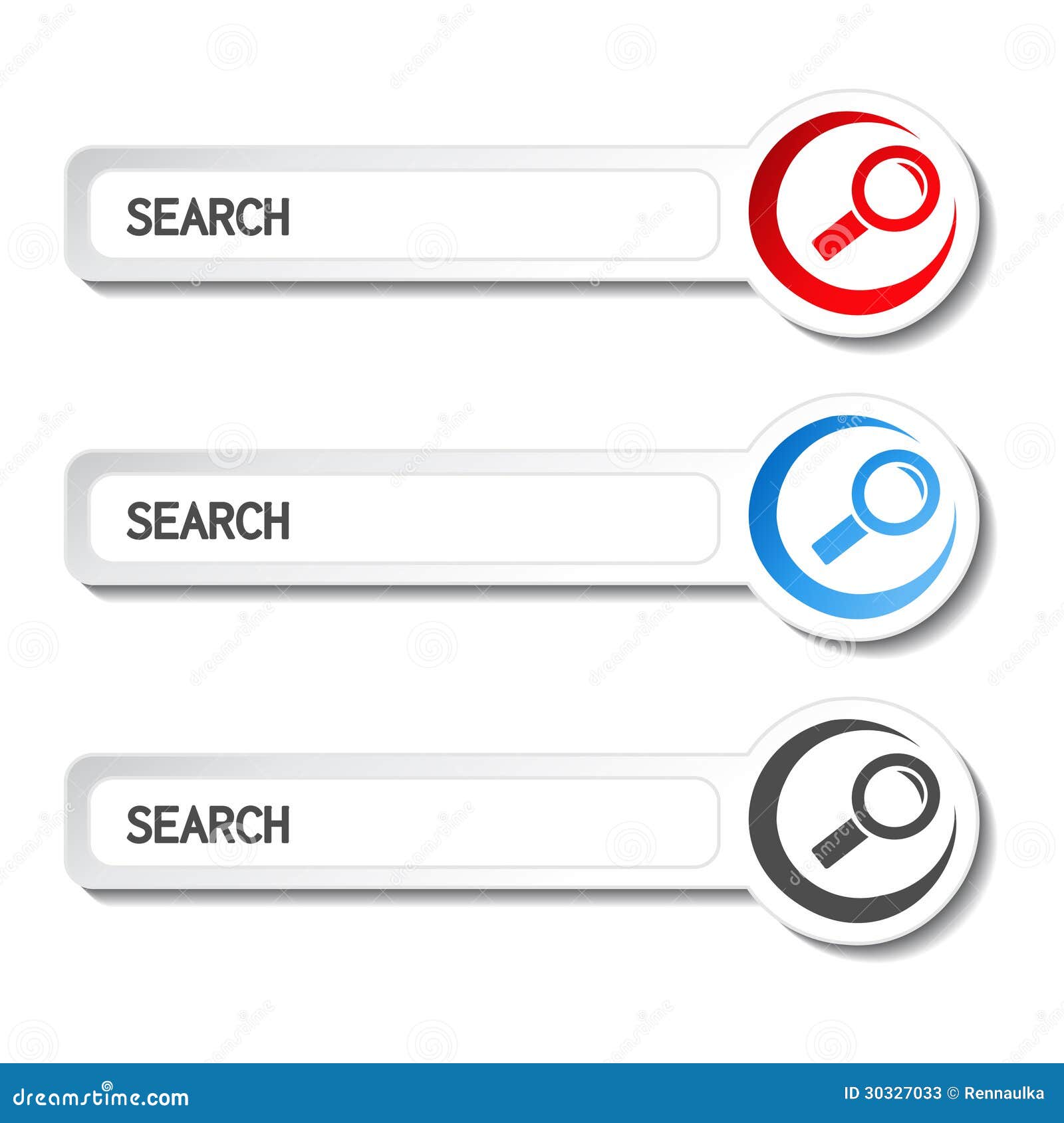 Search Buttons, Stickers with Magnifier Symbol Stock Vector ...