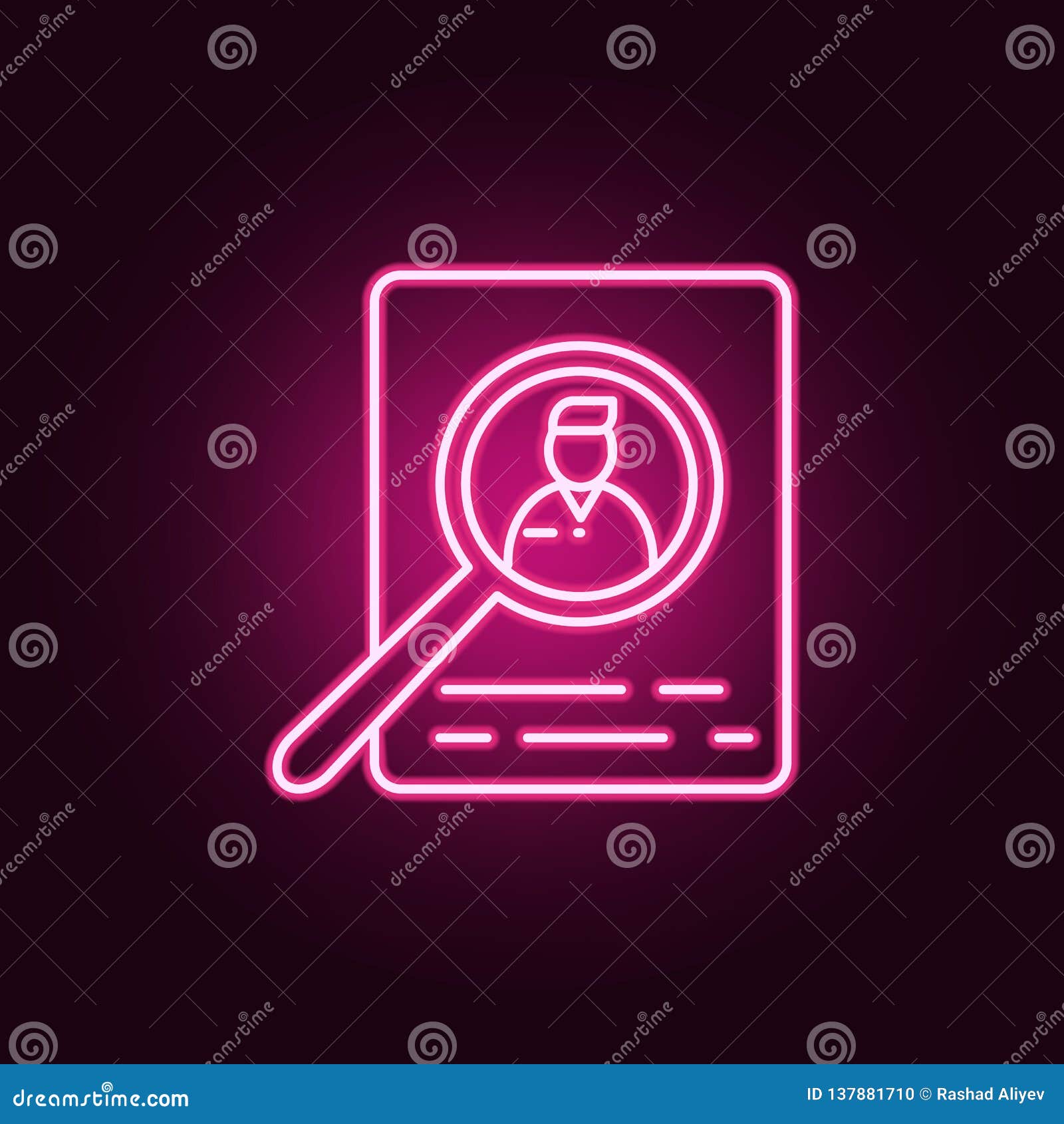 Search for Candidates for Work Icon. Elements of Interview in Neon ...