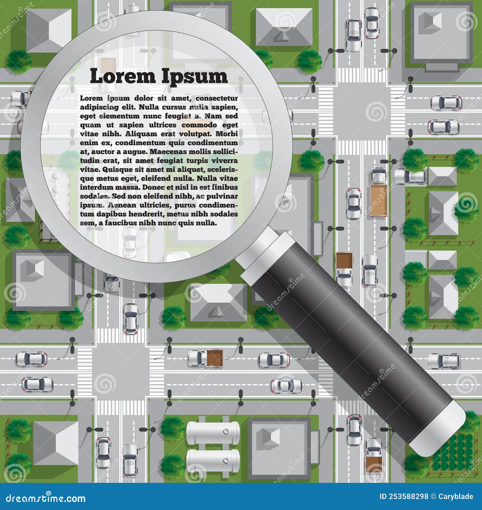 Search by city map. stock vector. Illustration of building - 253588298