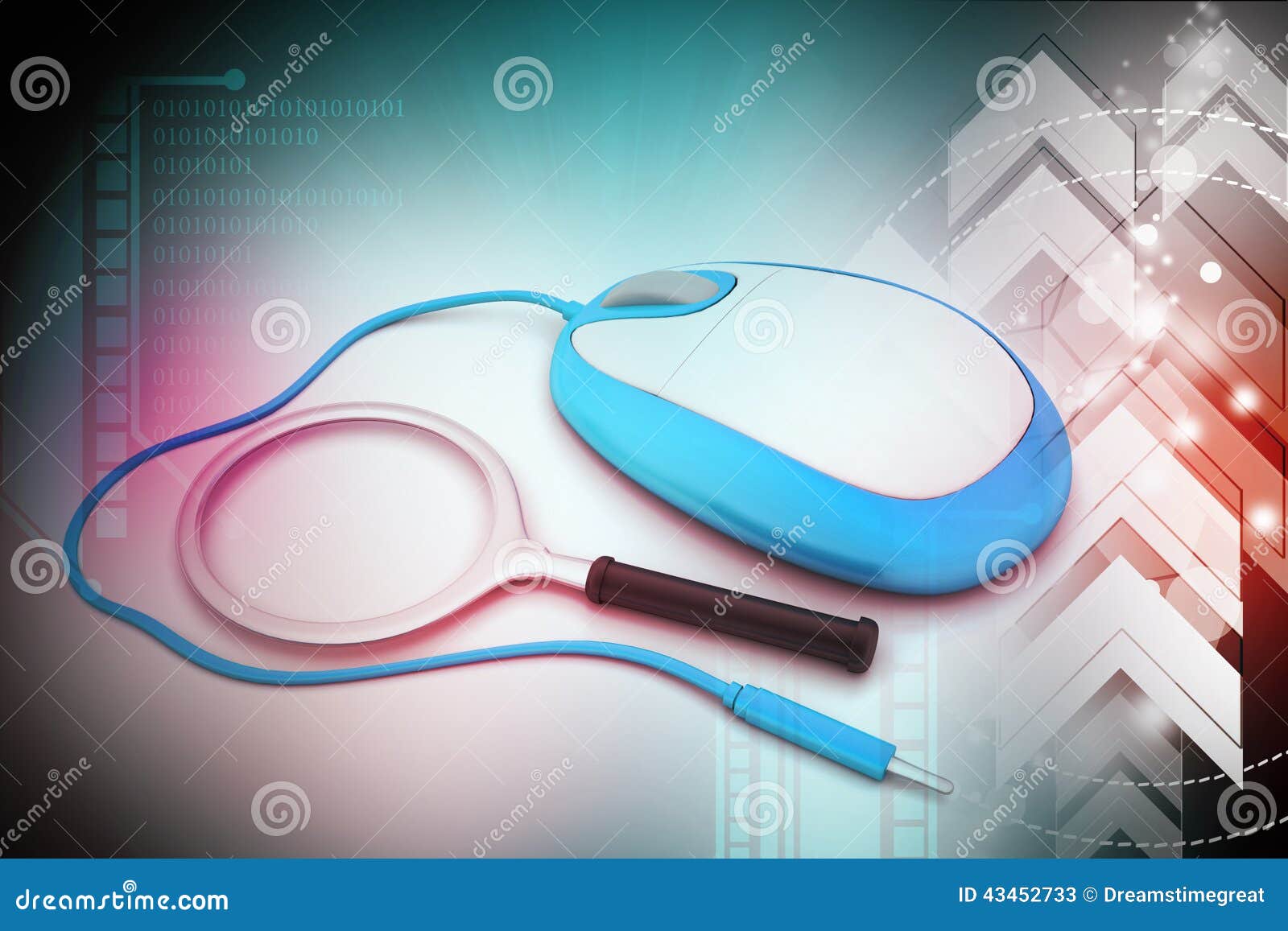 Search Concept. Magnifying Glass with Computer Mouse Stock Image ...