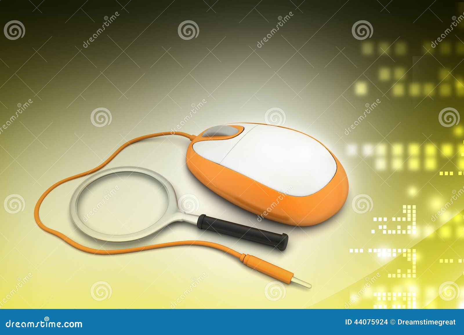 Search Concept. Magnifying Glass with Computer Mouse Stock Photo ...