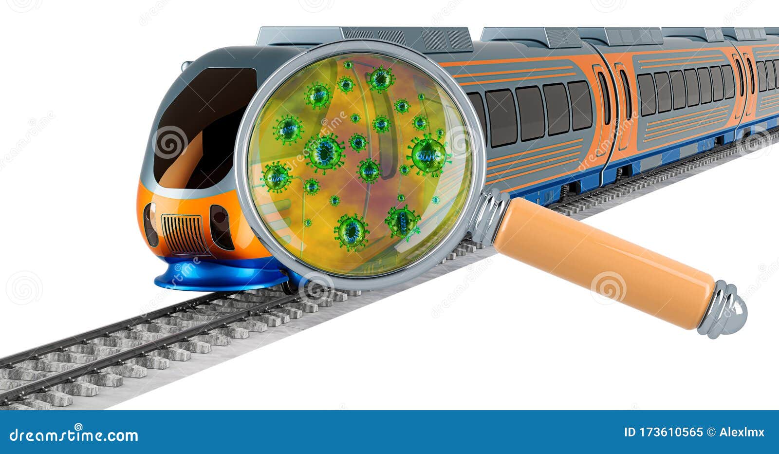 Search Coronavirus in Train, 3D Rendering Stock Illustration ...