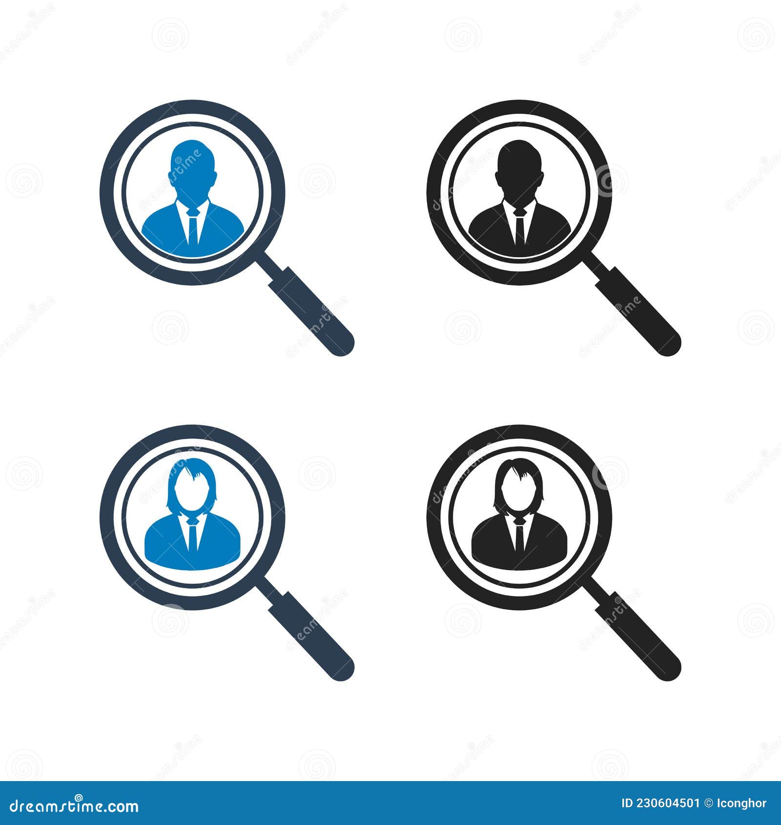 Search Employee Icon Set. stock vector. Illustration of glass - 230604501