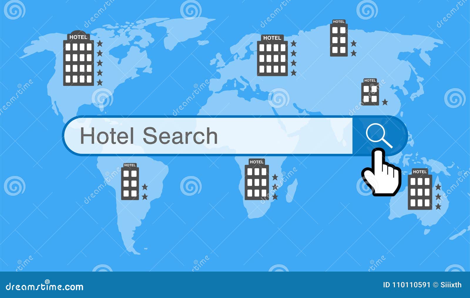 Search Engine Del Hotel Con El Hotel En Mapa Del Mundo Ilustración del ...
