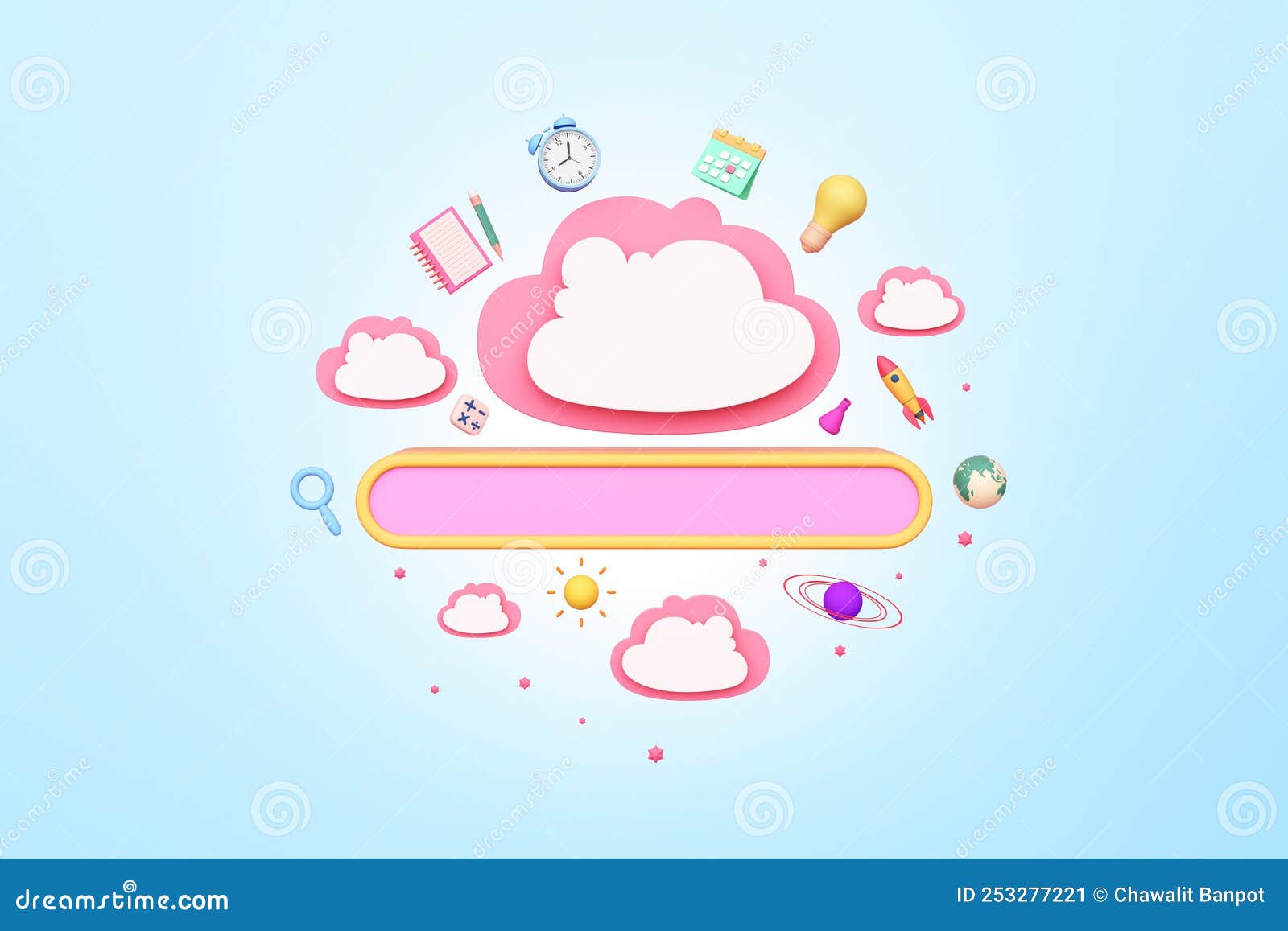 Search Engine Internet Online Learning Kids Cute Pink Cloud Message ...