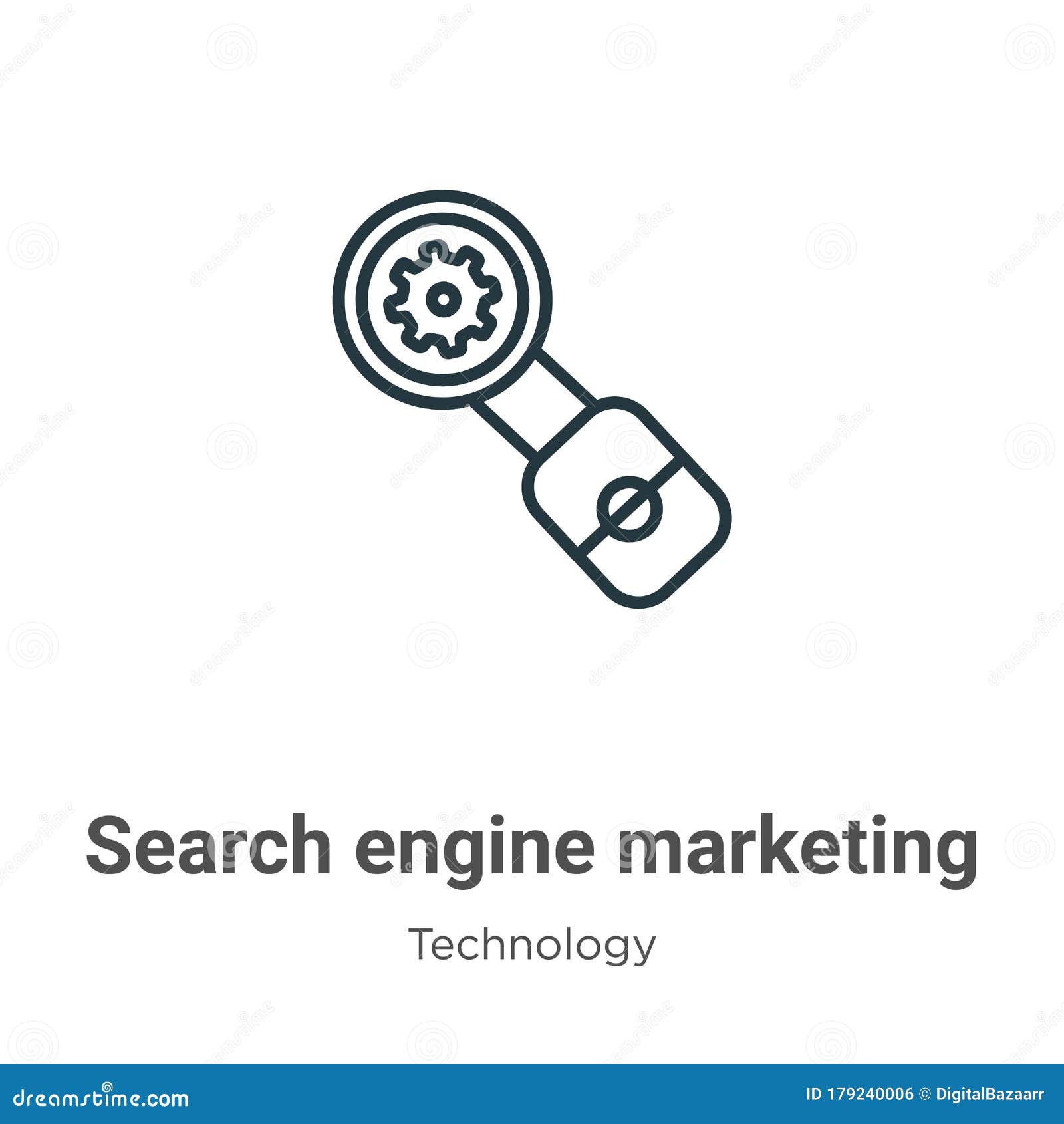 Search Engine Marketing Outline Vector Icon. Thin Line Black Search ...