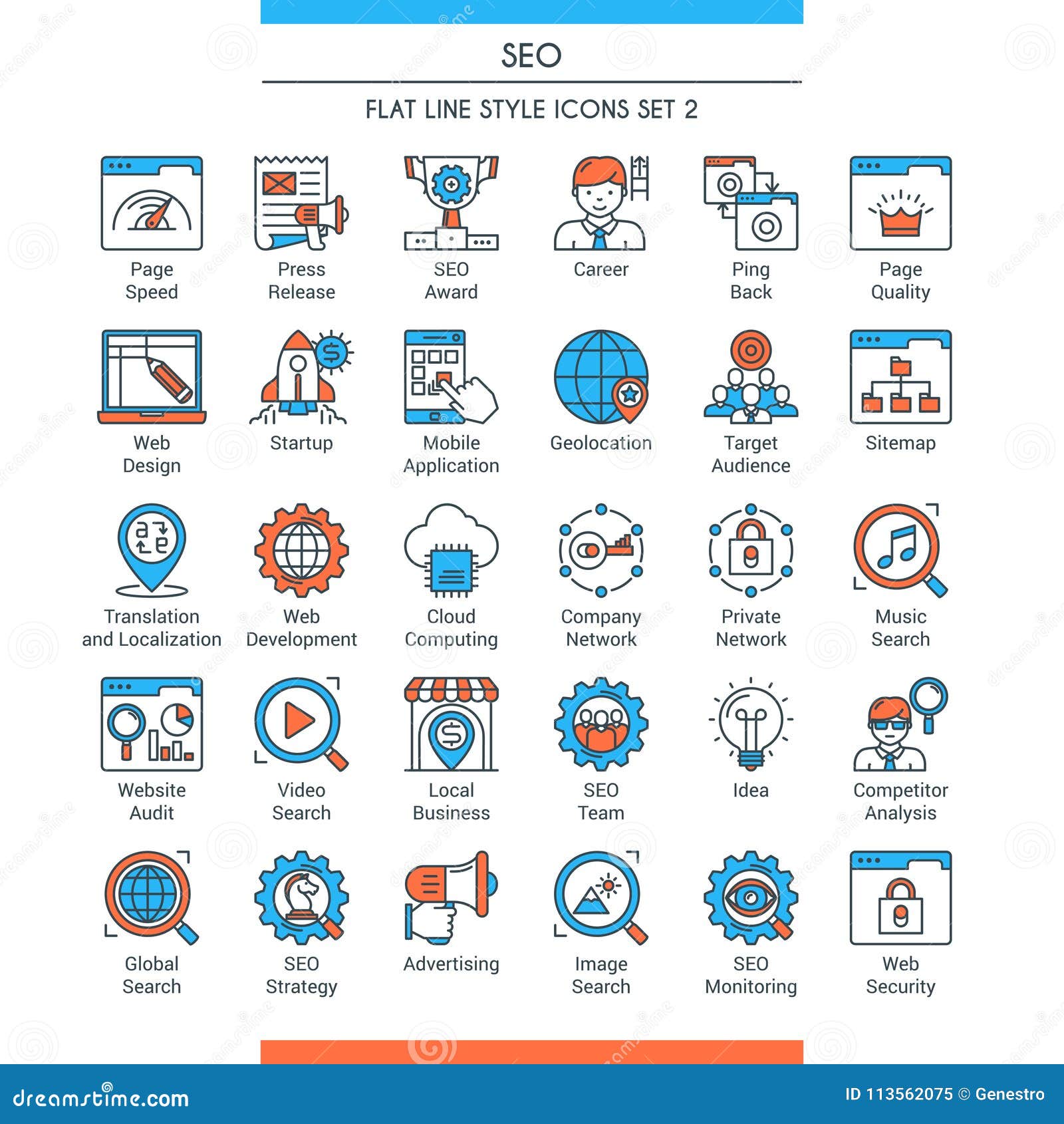 Seo icons set 2 stock vector. Illustration of mobile - 113562075