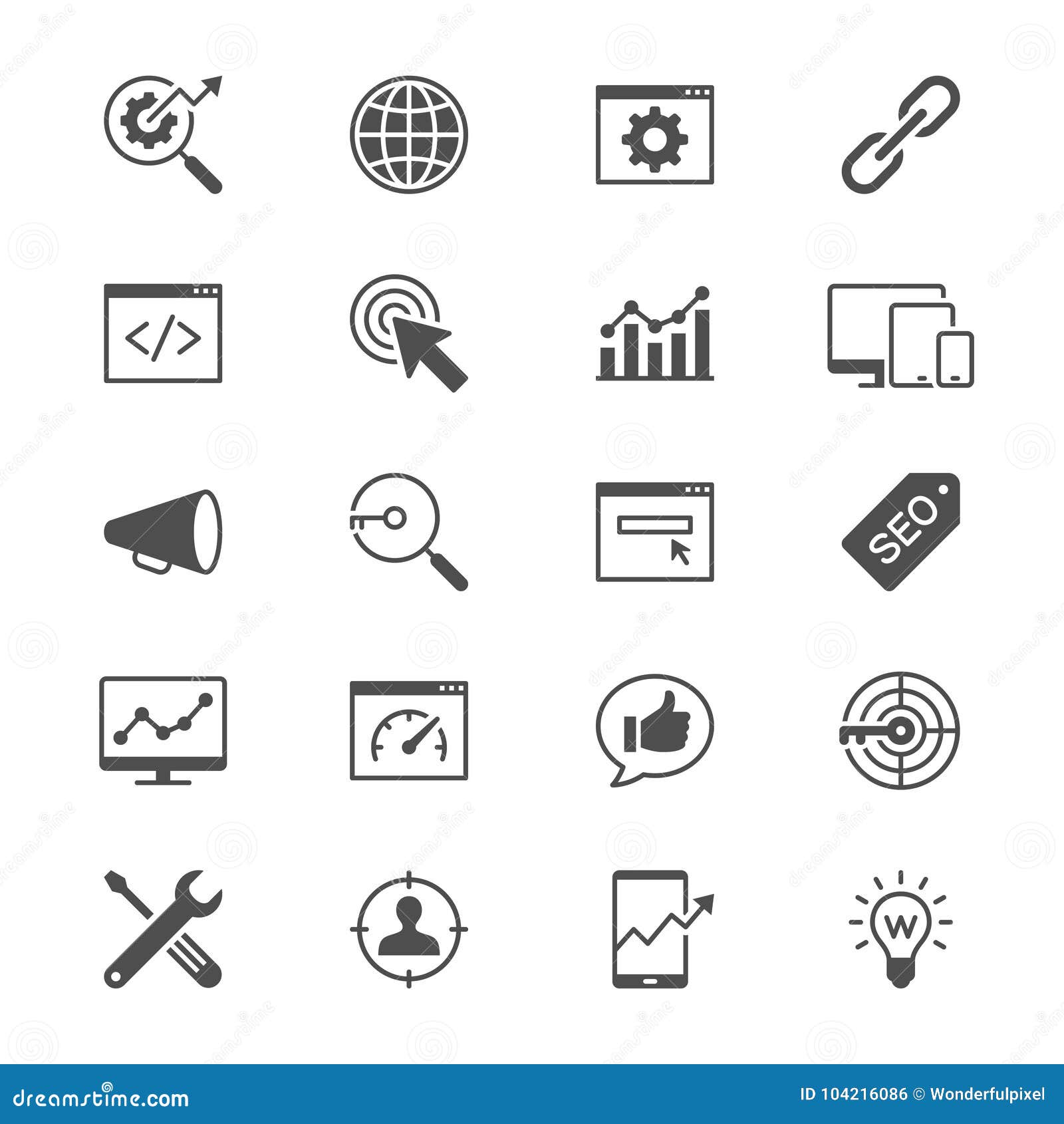 Search Engine Optimization Flat Icons Stock Vector - Illustration of ...